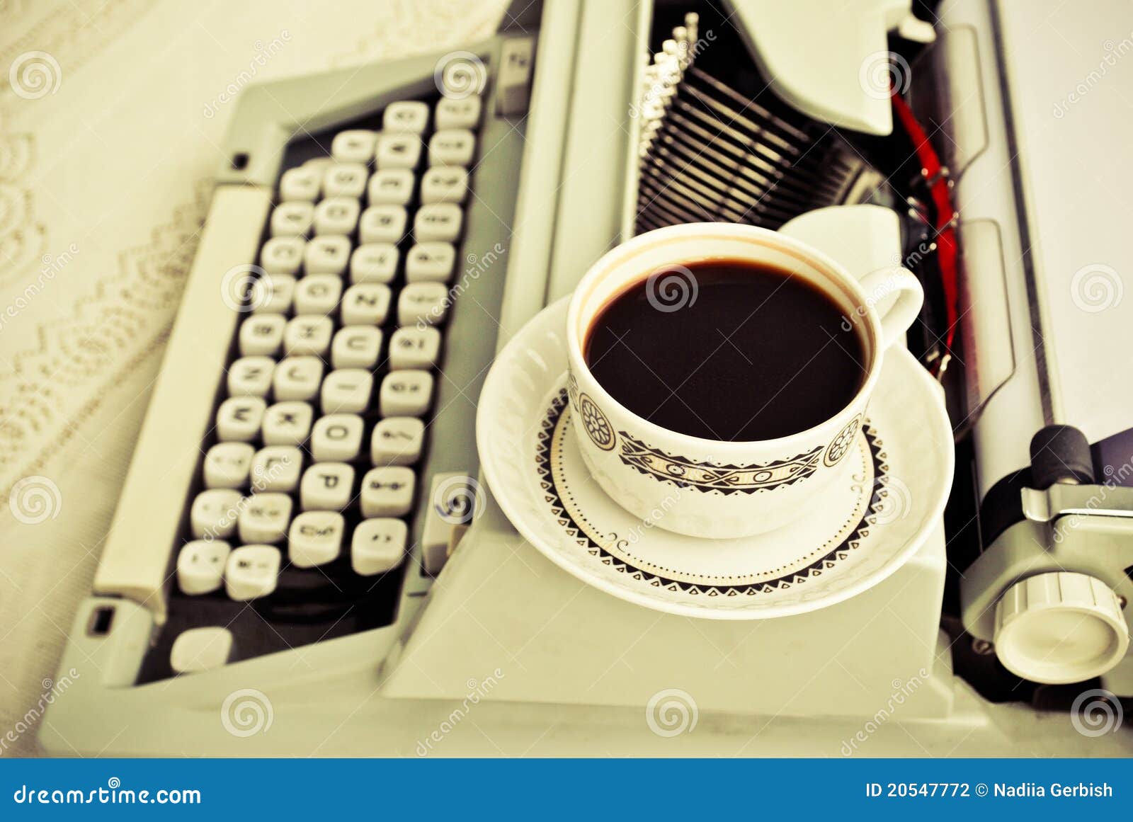 Coffee and a type-writer stock photo. Image of beverage - 20547772