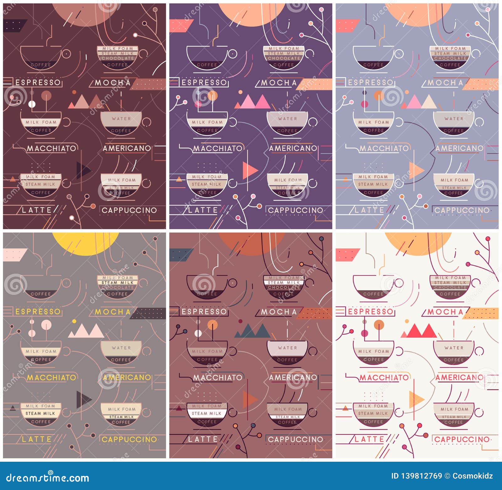 Coffee Types Vector Banners Set. Coffee Types Preparation Infographics ...