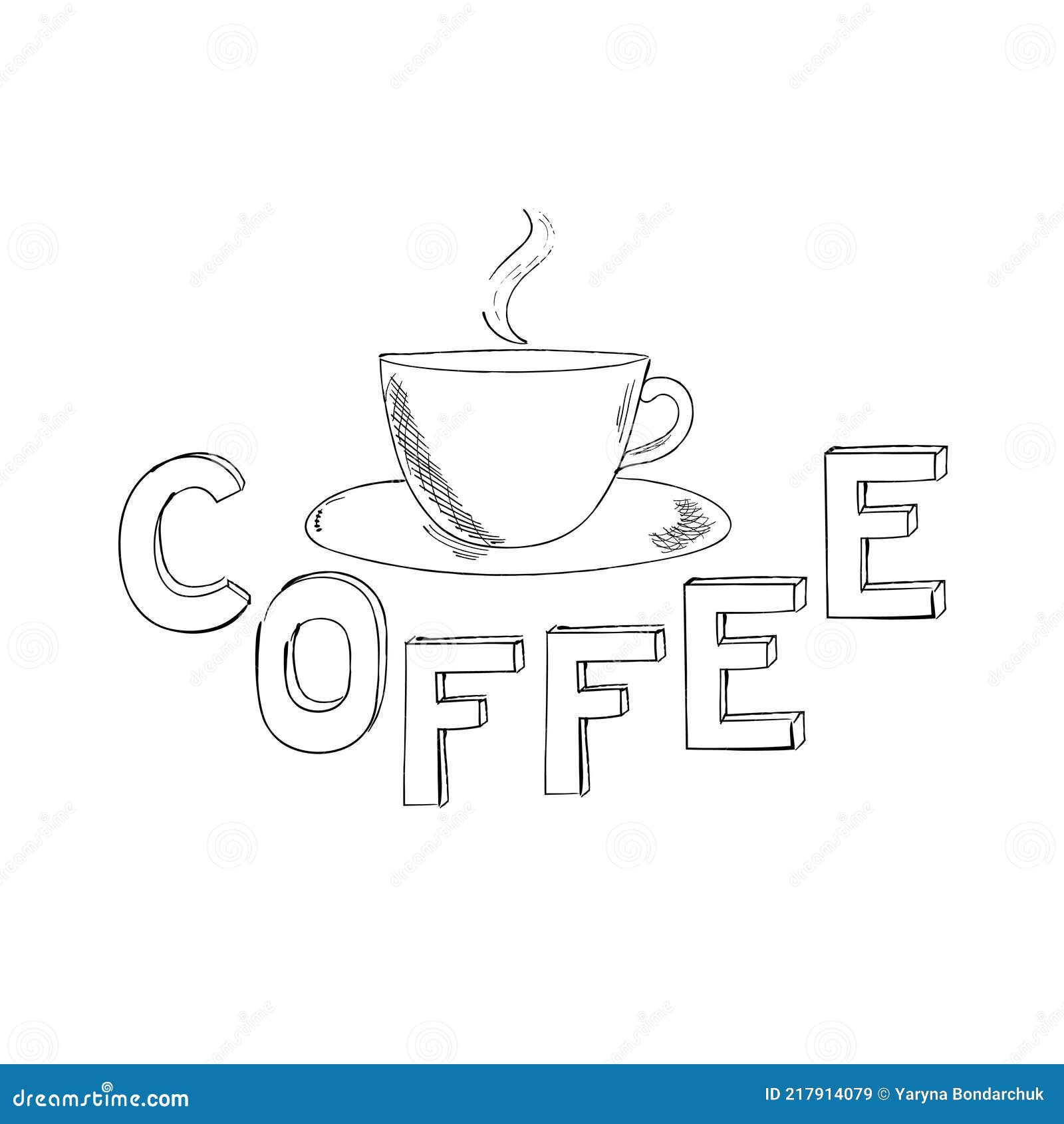 Coffee Typography Sketch. Cup of Coffee. Hand Drawn Stock Vector ...