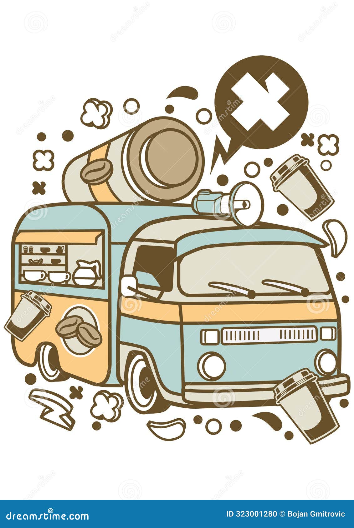 Coffee Van stock illustration. Illustration of font - 323001280