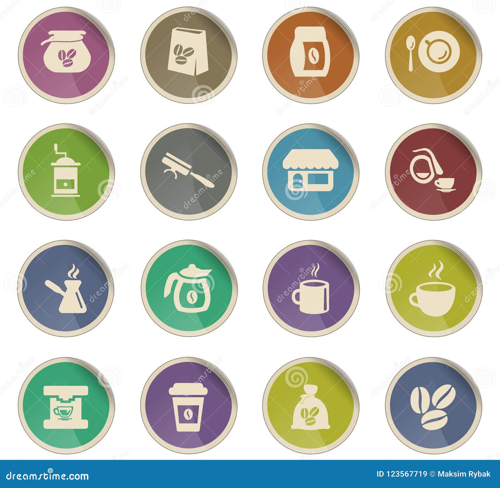 Coffee icon set stock vector. Illustration of glass - 123567719