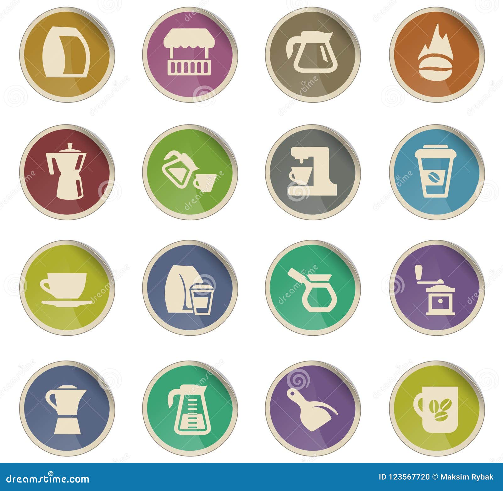 Coffee icon set stock illustration. Illustration of maker - 123567720
