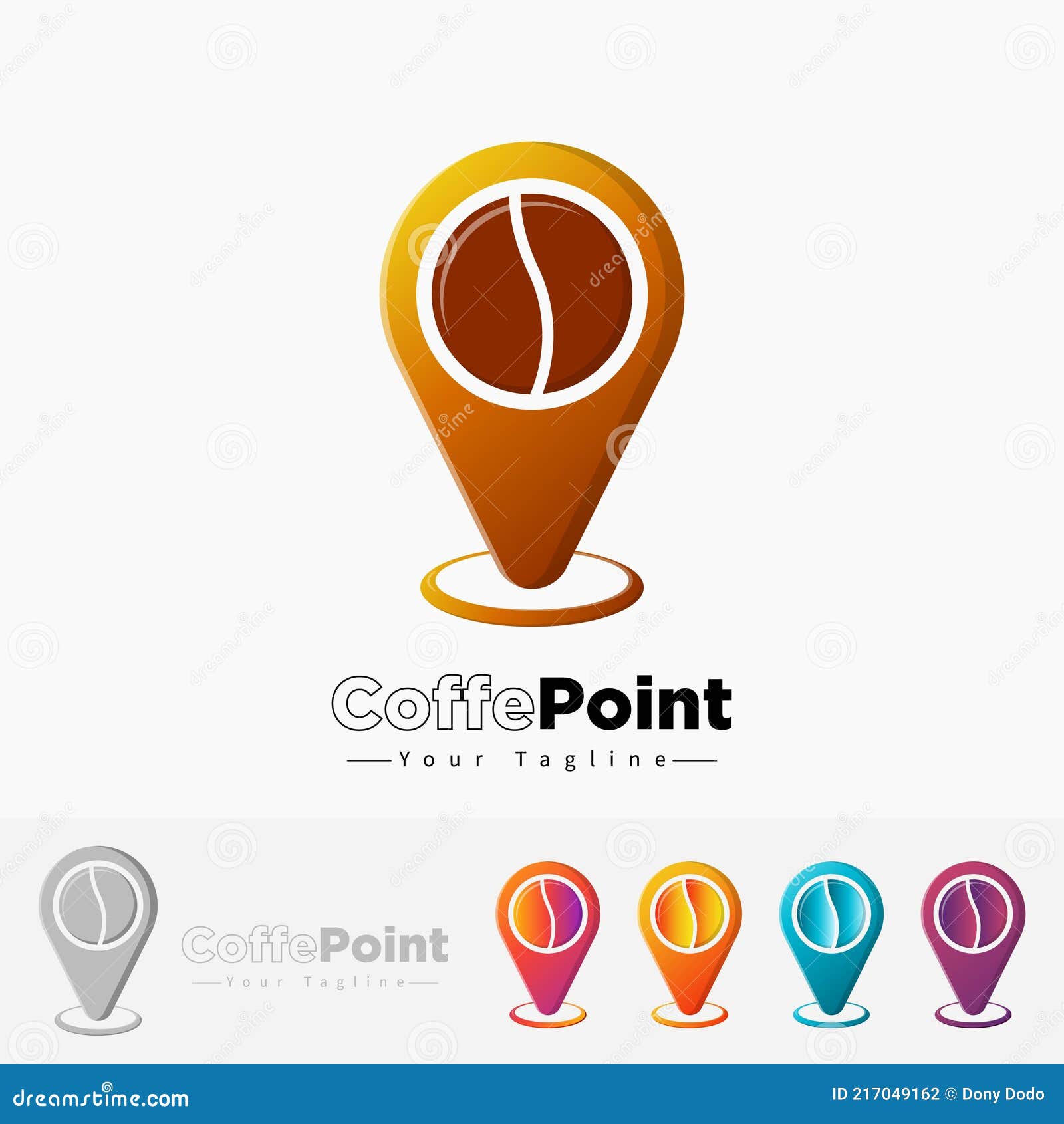 Coffee Vector Logo Design with Dots and Location Signs Stock Vector ...