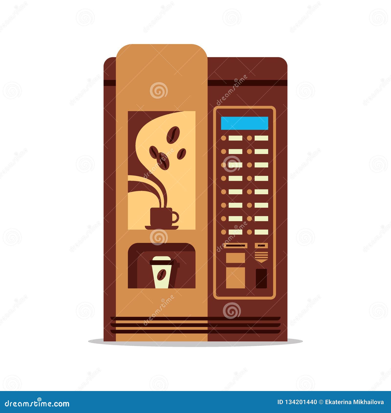Coffee Vending Machine with Cup Isolated on White. Brown Vendor Machine ...