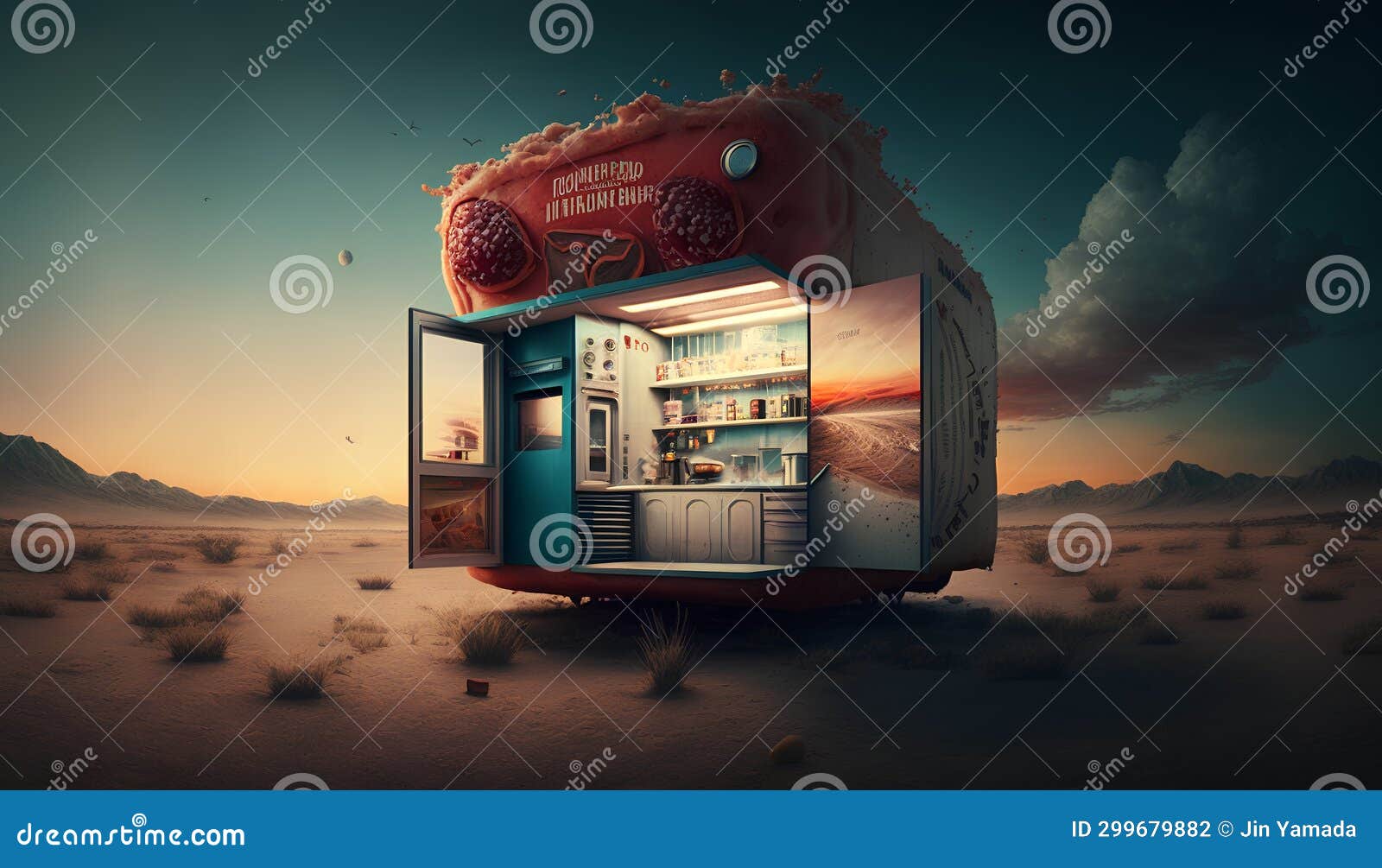 Coffee Vending Machine in the Desert. 3d Illustration Stock ...