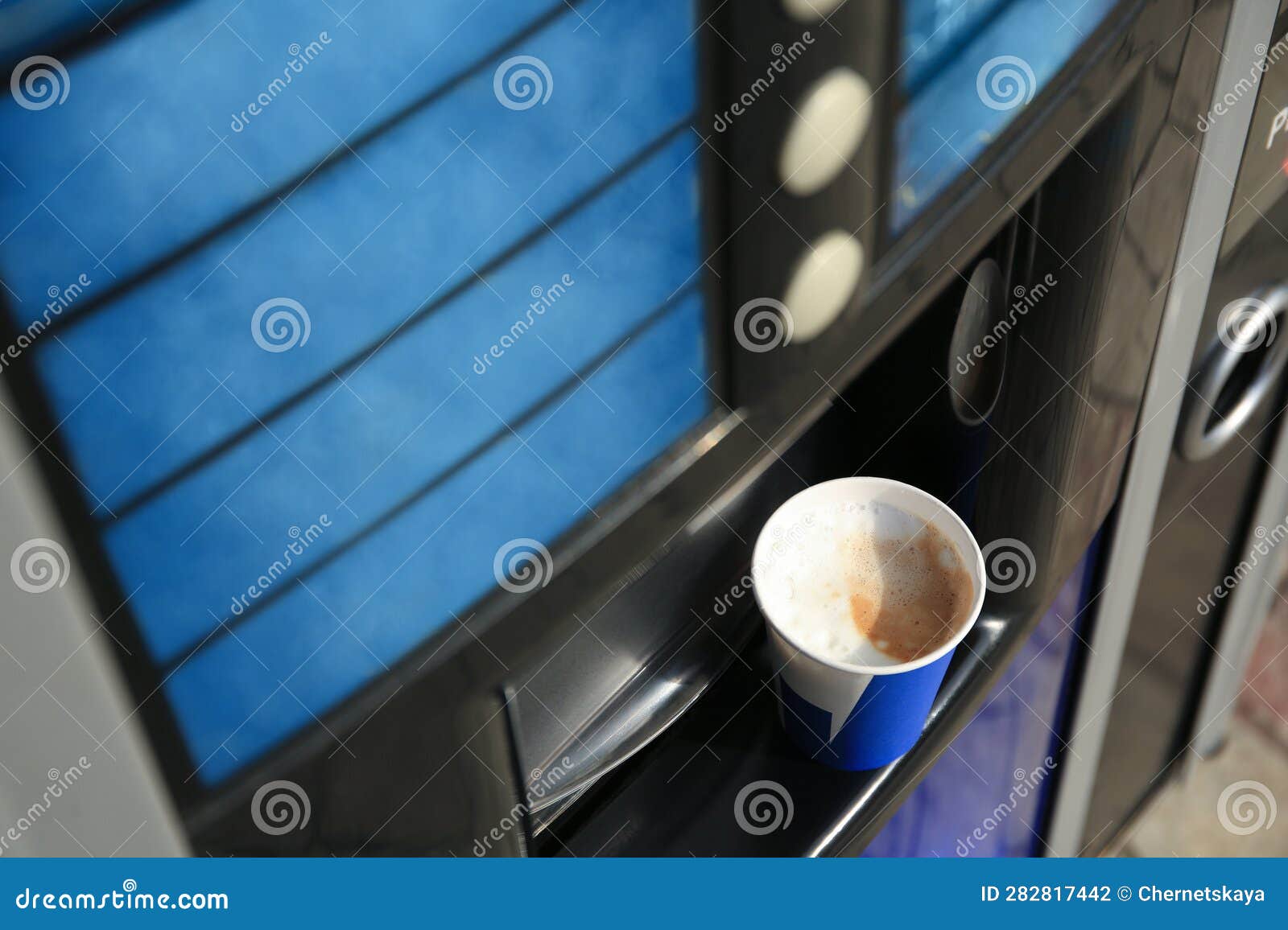 Coffee Vending Machine with Paper Cup on Drip Tray, Above View Stock ...
