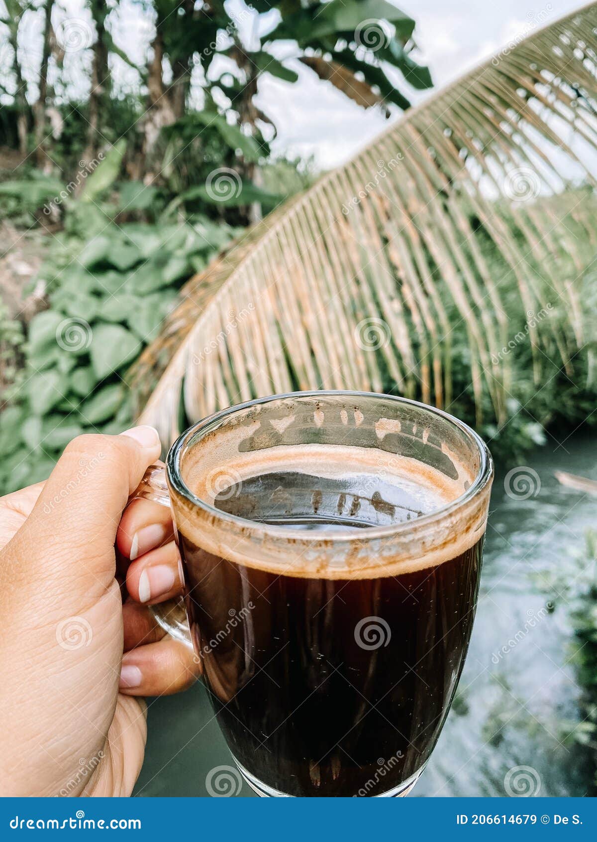 Coffee and view stock image. Image of view, river, coffee - 206614679