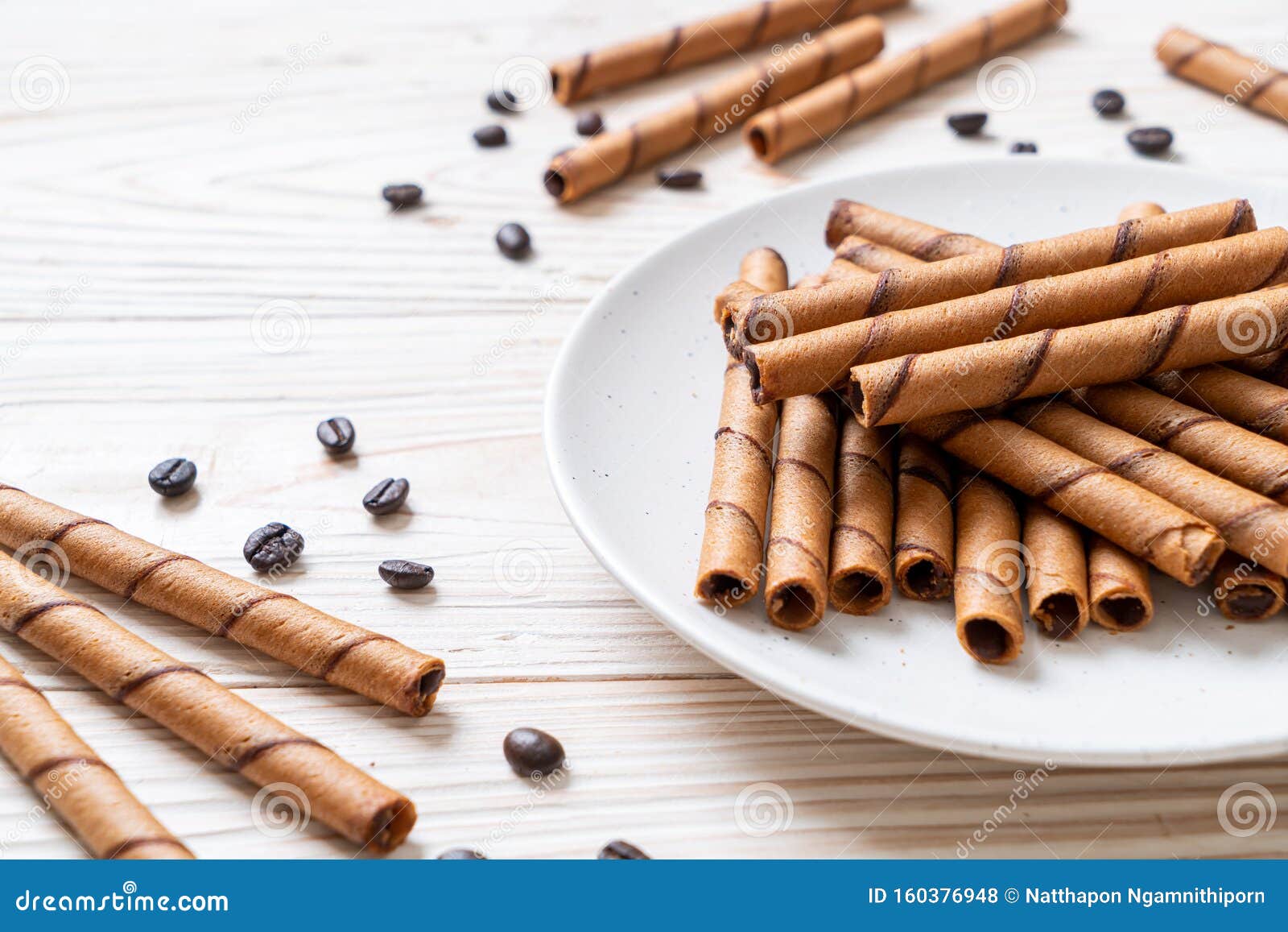 Coffee Wafer Stick Roll with Cream Stock Photo - Image of coffee ...