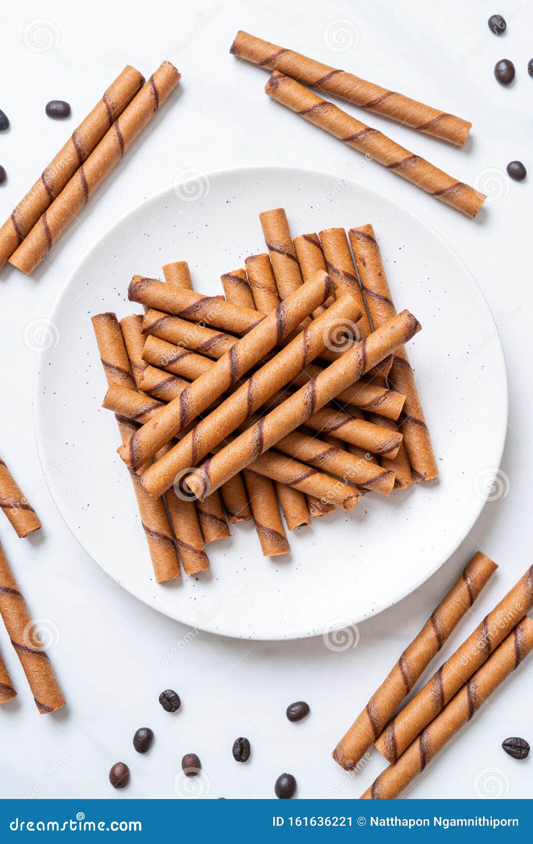 Coffee Wafer Stick Roll with Cream Stock Image - Image of breakfast ...