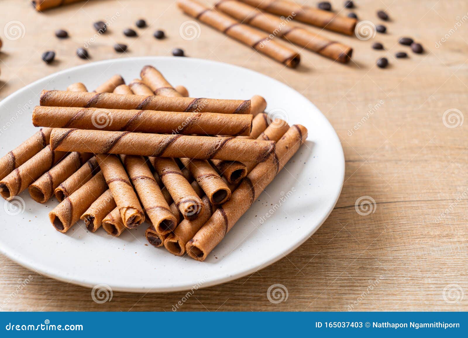 Coffee Wafer Stick Roll with Cream Stock Image - Image of chocolate ...