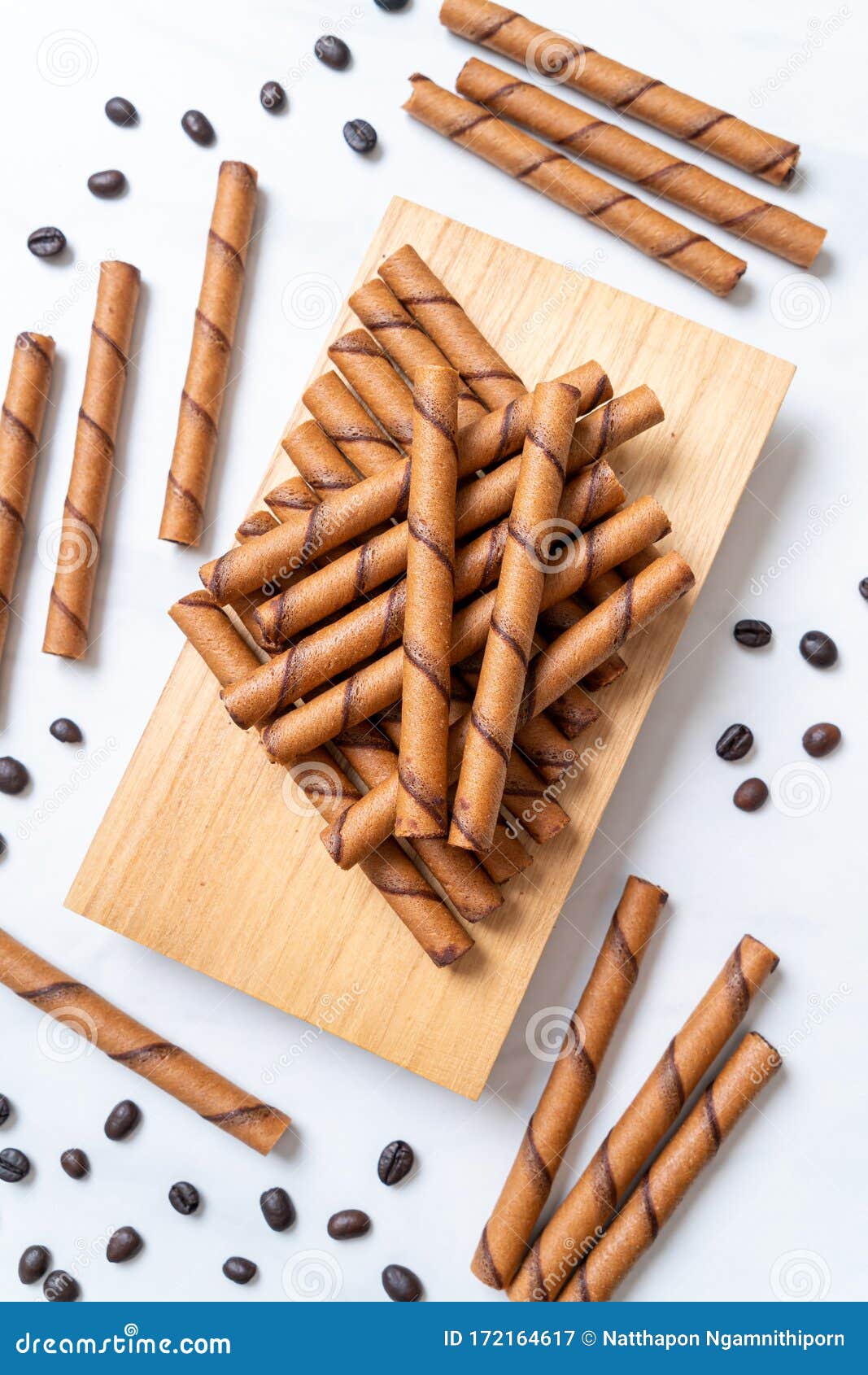 Coffee Wafer Stick Roll with Cream Stock Image - Image of sweet, cocoa ...