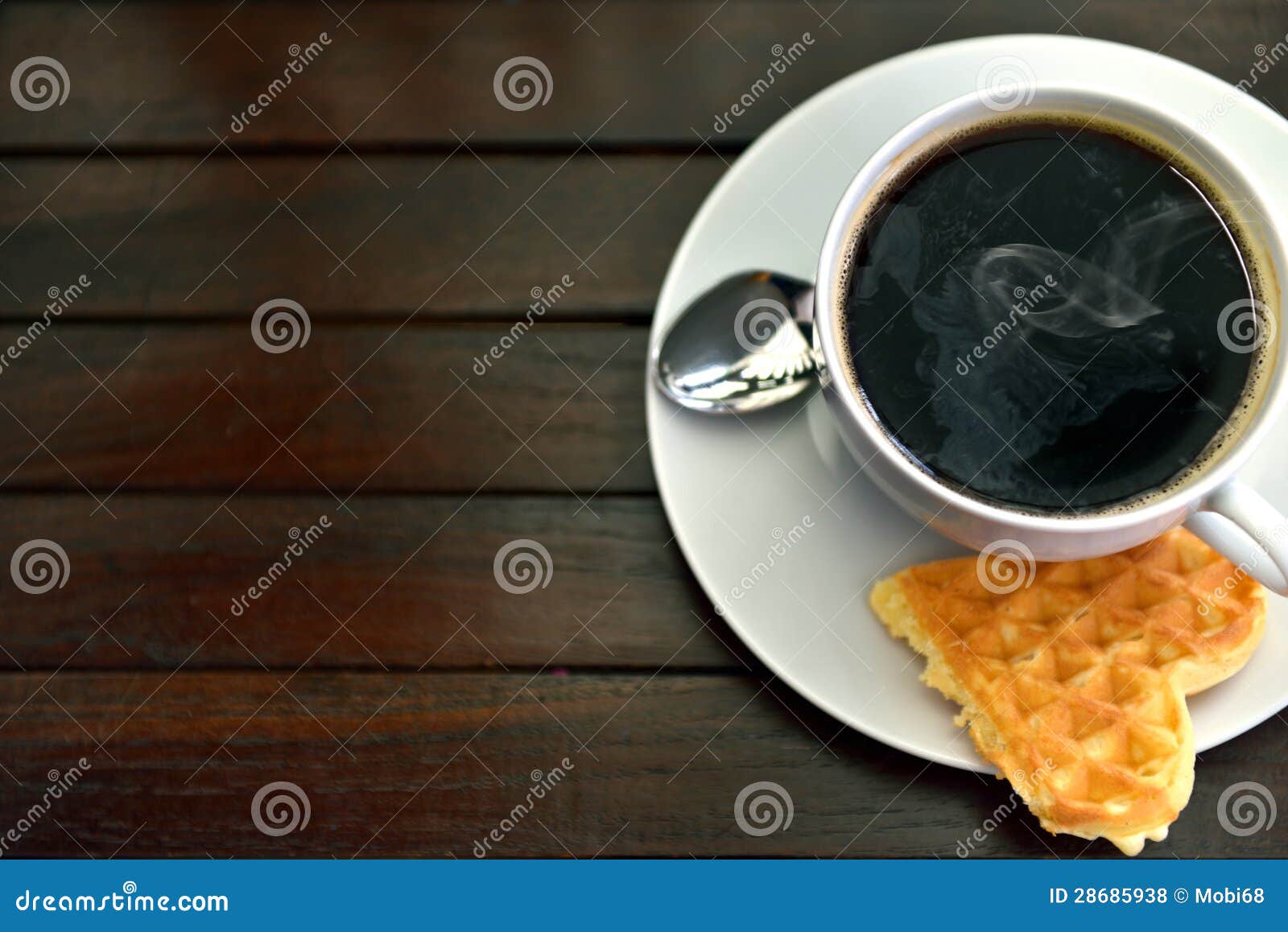 Coffee with waffle stock photo. Image of dark, time, cakes - 28685938