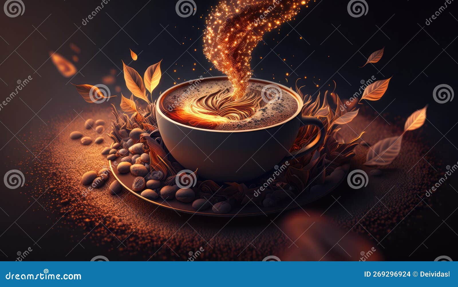 Stylish Coffee Wallpaper Design with Empty Text Space for Customization ...