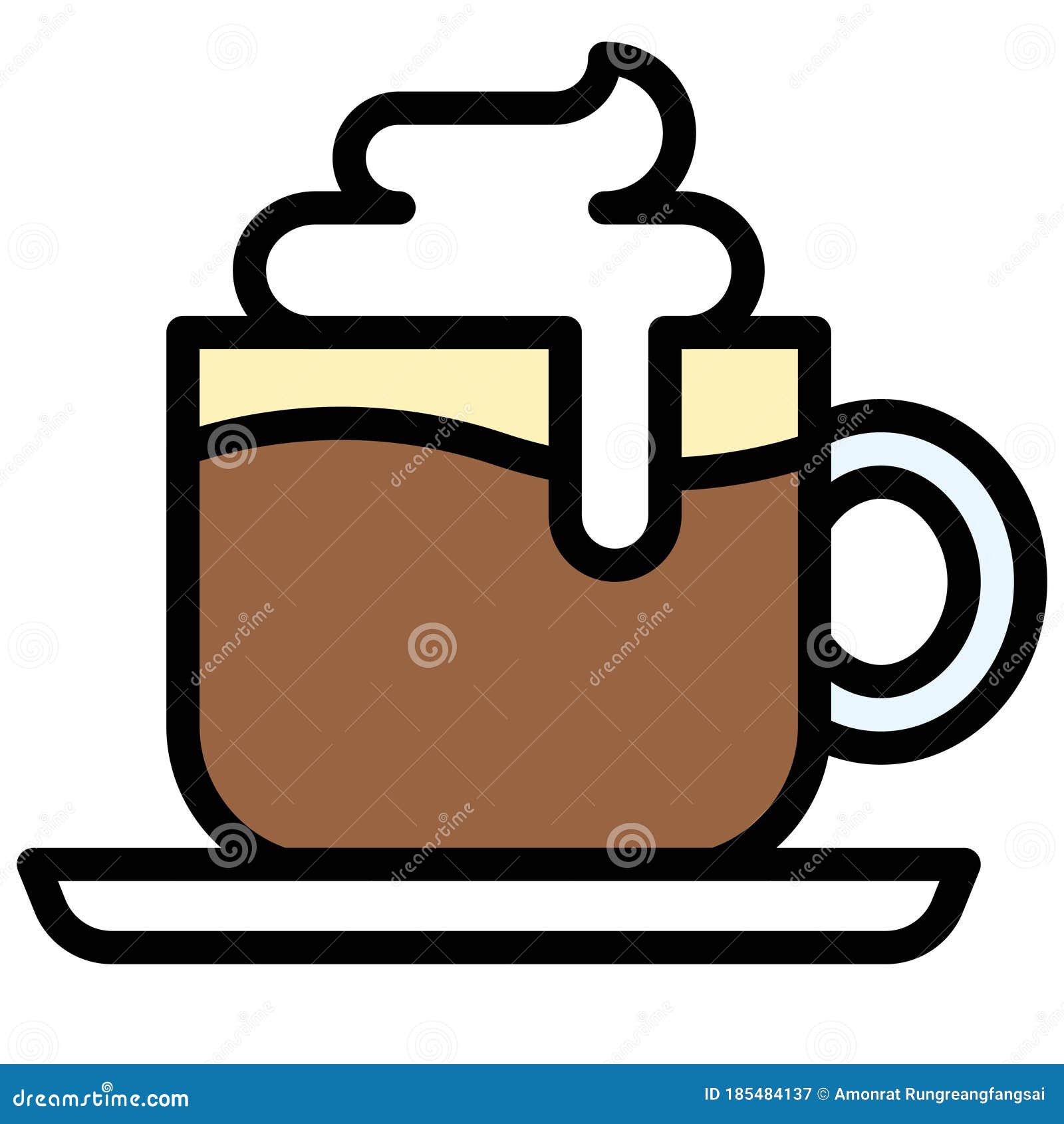 Coffee with Whipped Cream Icon, Beverage Filled Vector Stock Vector ...