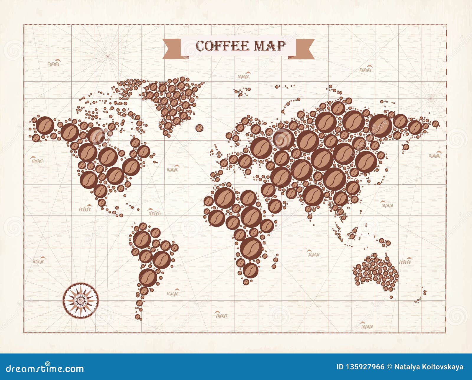 Coffee Wirld Map. Vector. Light Background. Coffee Break Stock Photo ...