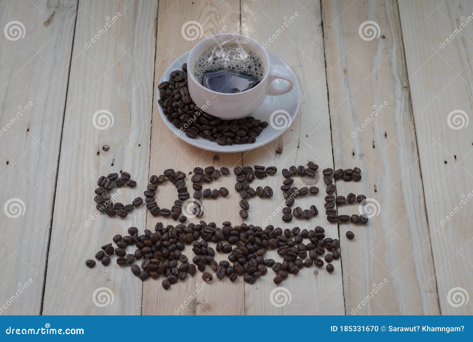 Coffee on Wood Old Backgroud Tree Stock Photo - Image of life, closeup ...