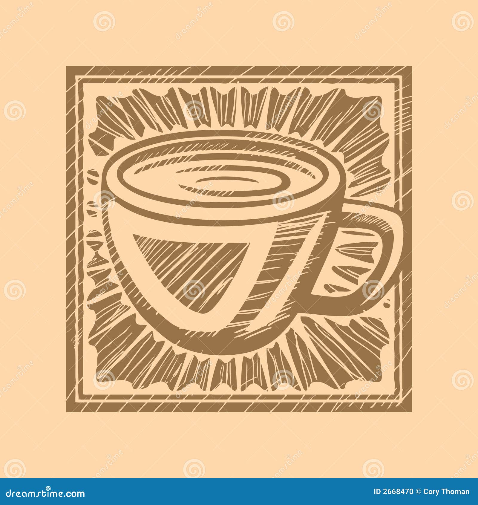 Coffee Woodcut stock vector. Illustration of breakfast - 2668470