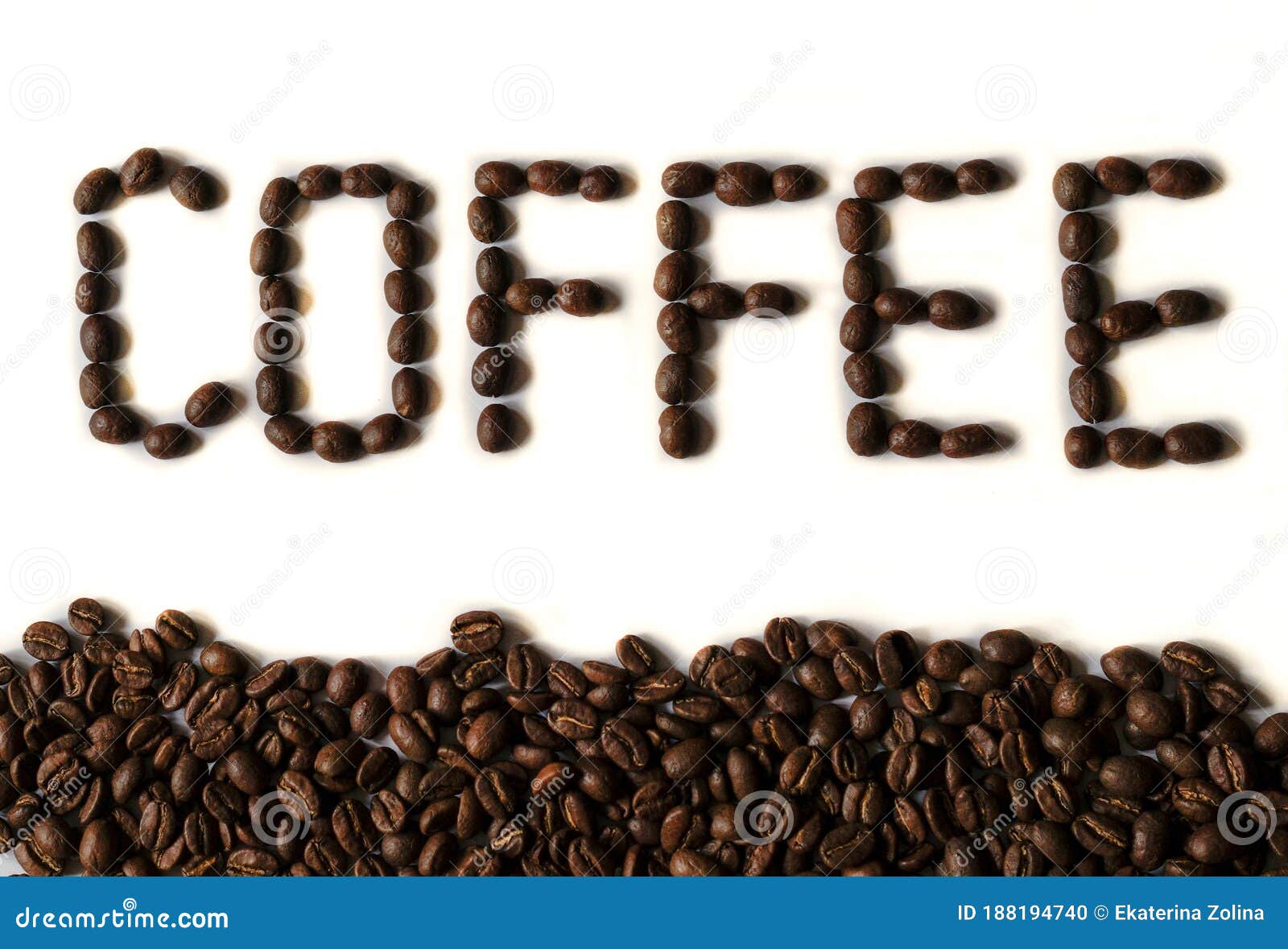 `Coffee` Word Written by Coffee Beans Isolated on White Stock Photo ...