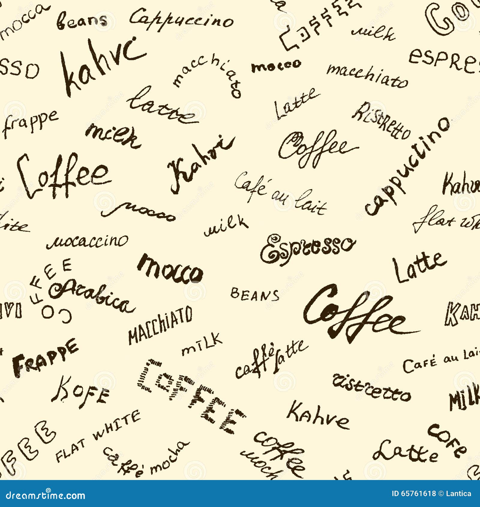 Coffee words background stock vector. Illustration of decoration - 65761618