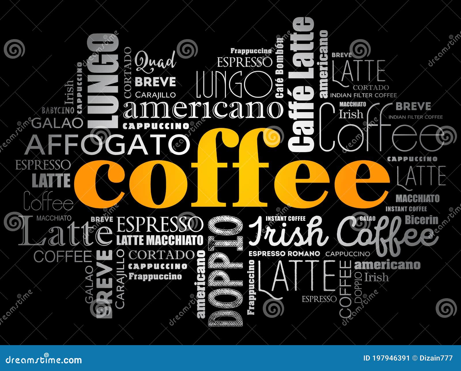 Coffee Words Cloud Collage, Concept Background Stock Illustration ...