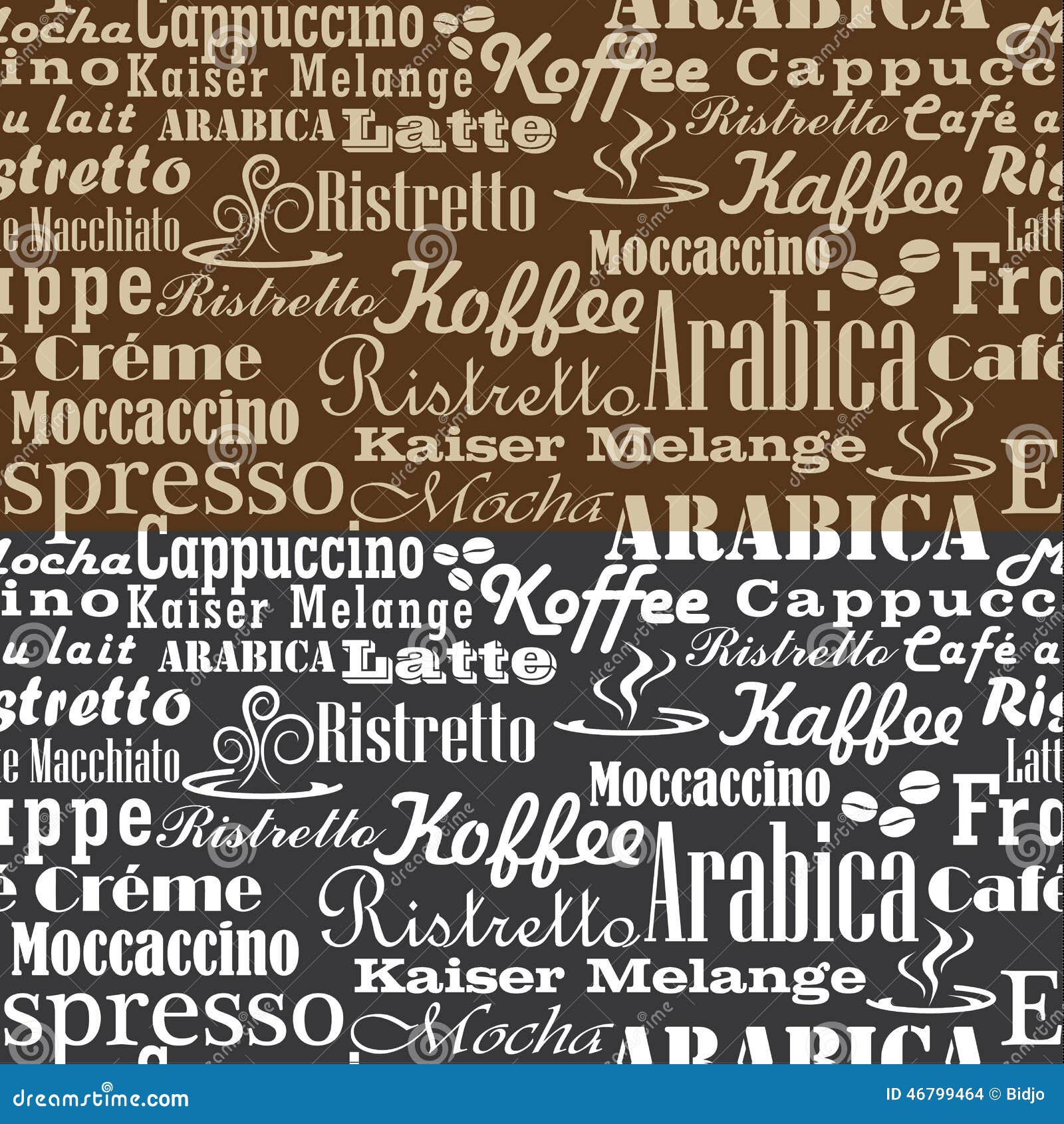 Coffee Words Seamless Pattern Stock Illustration - Illustration of ...