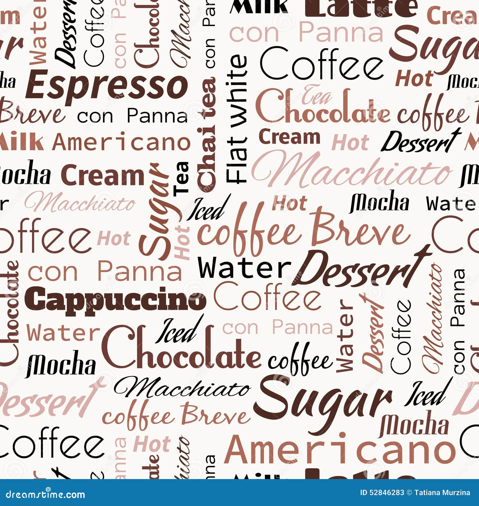 Coffee Words, Tags. Seamless Pattern Stock Vector - Illustration of ...