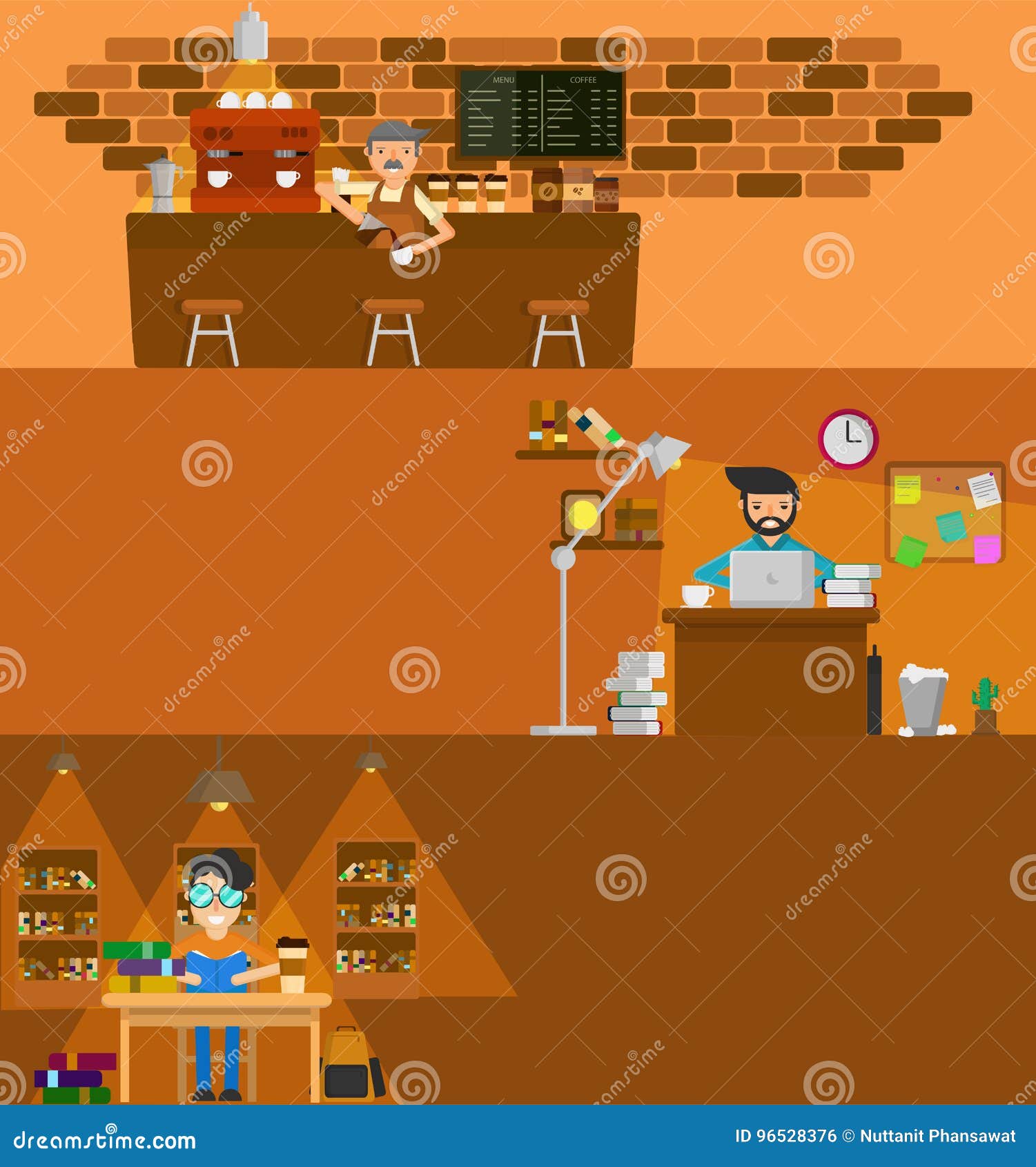 Coffee work background stock vector. Illustration of coffee - 96528376