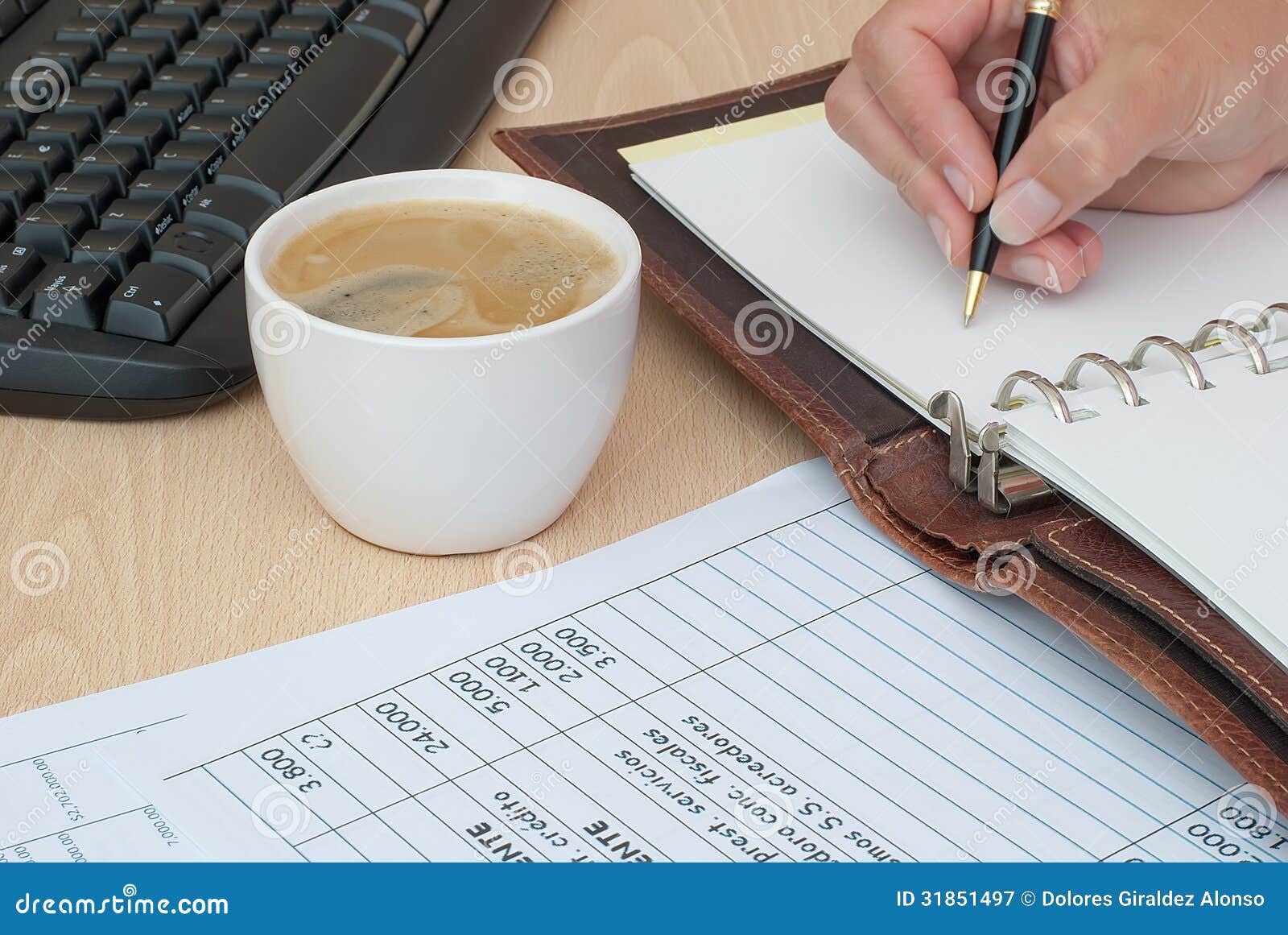 Coffee at work desk stock image. Image of women, note - 31851497