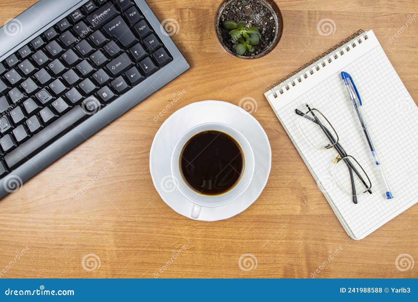 Coffee at Work or Office, a Cup of Coffee on the Desktop, Computer ...