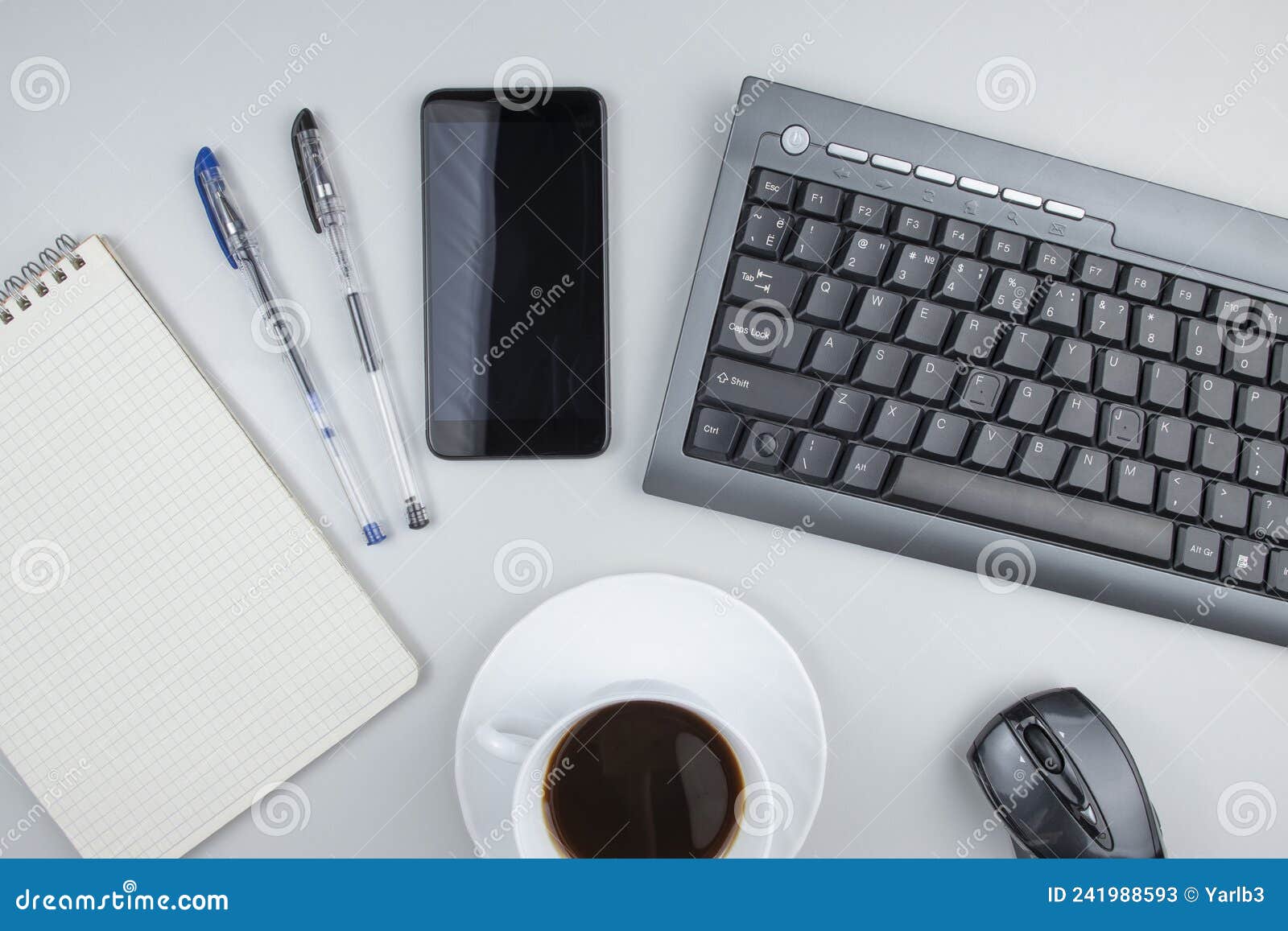 Coffee at Work or Office, a Cup of Coffee on the Desktop, Computer ...