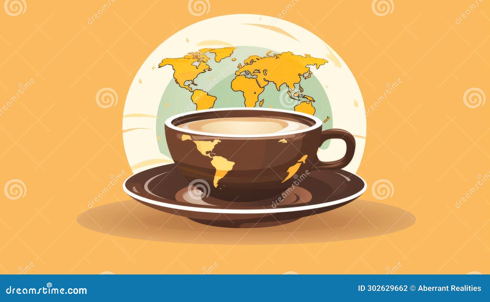Coffee and World Map Vector Illustration Stock Illustration ...