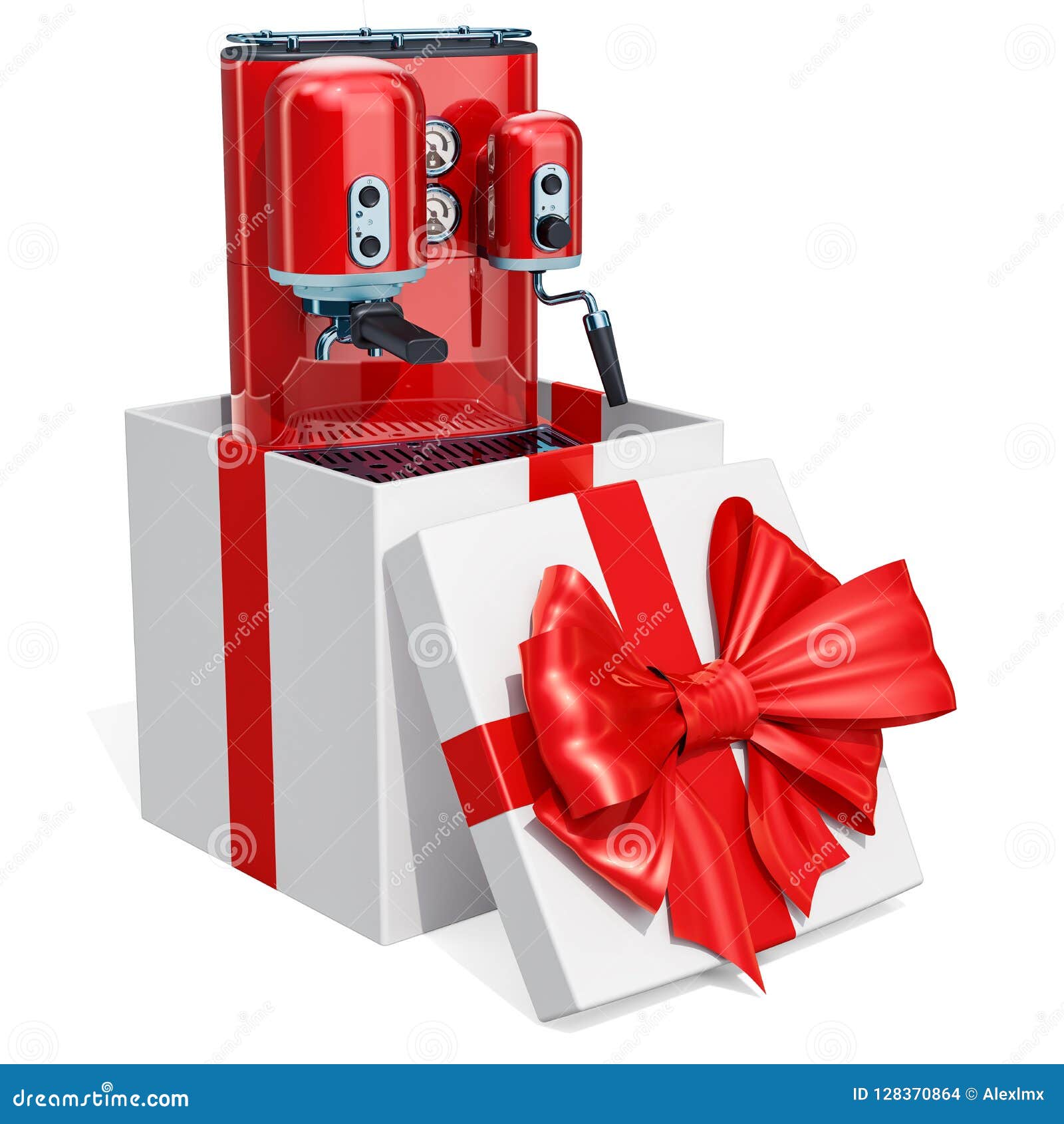 Red Coffeemaker Or Coffee Machine Retro Design On The Wooden Tab ...