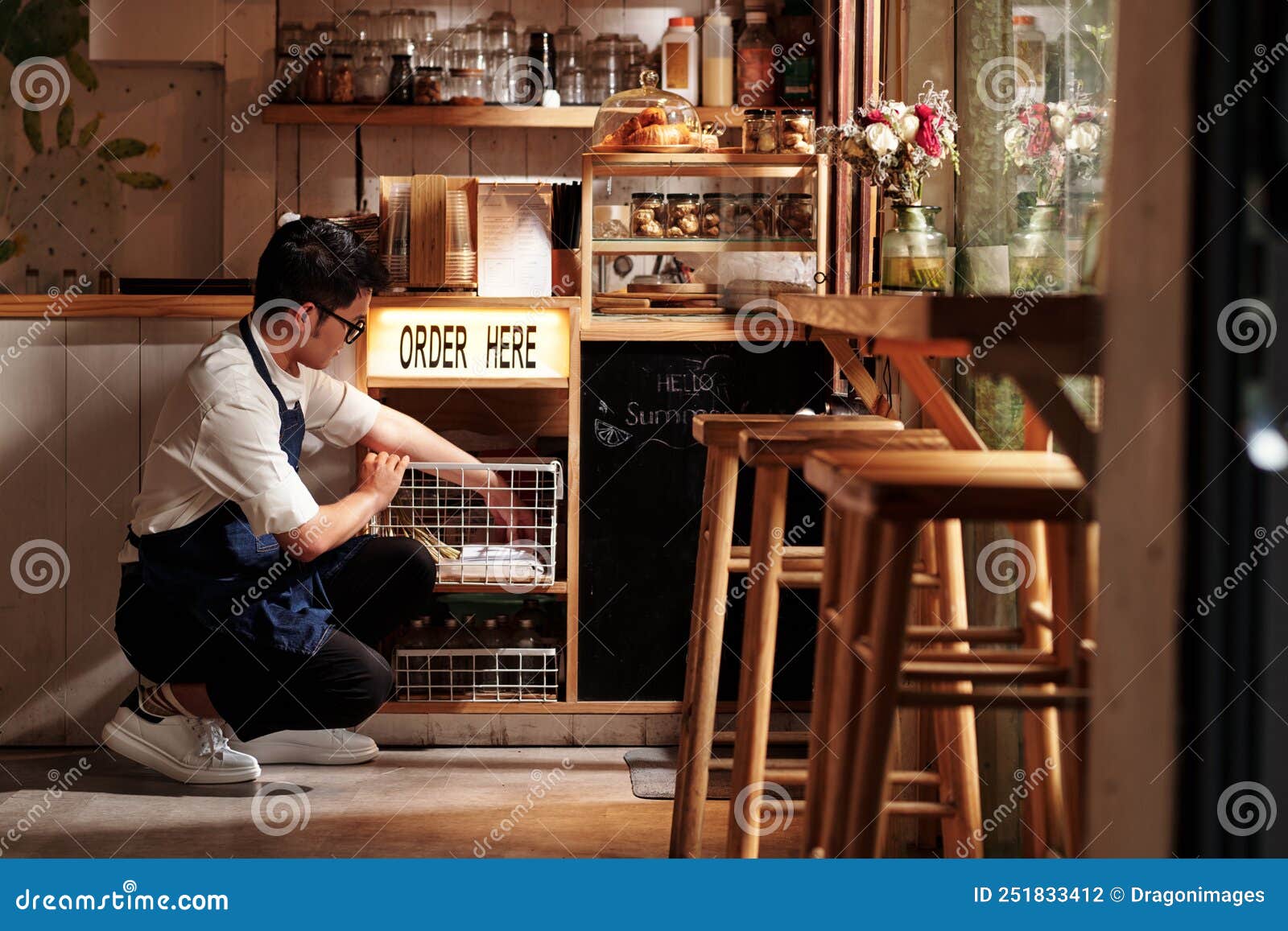 Barista Taking Note from Box Stock Photo - Image of order, accept ...