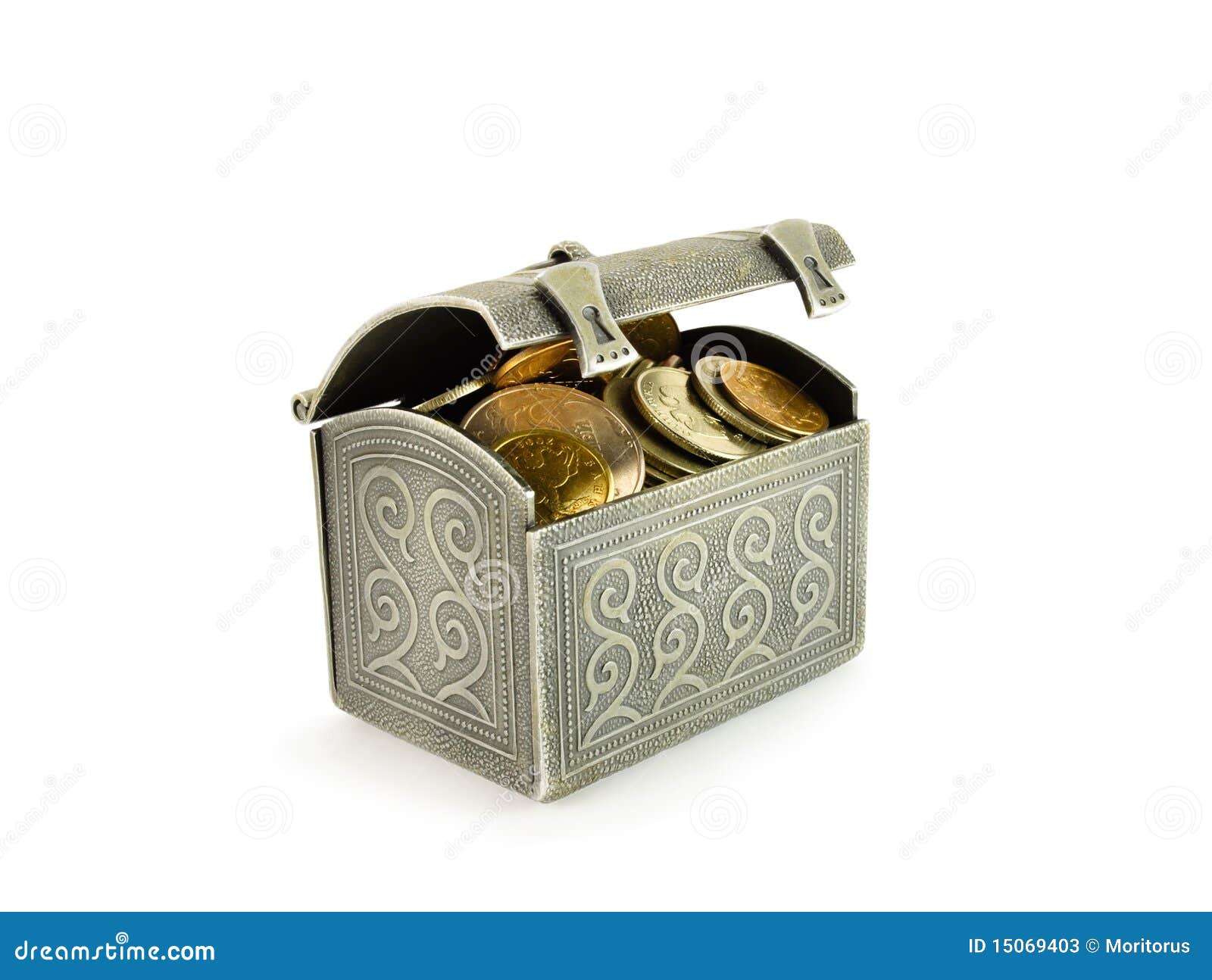 Coffer with coins stock image. Image of wealth, metal - 15069403