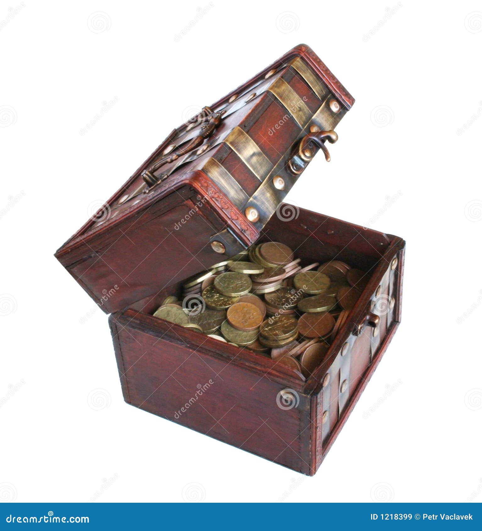 Coffer with gold money stock image. Image of antique, finance - 1218399