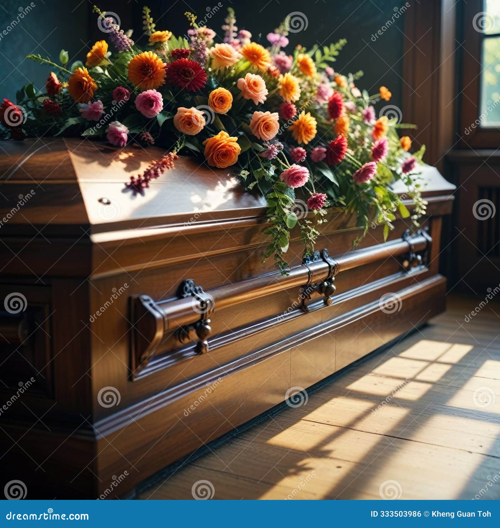 Coffin Casket Covered With Flowers Royalty-Free Stock Photo ...