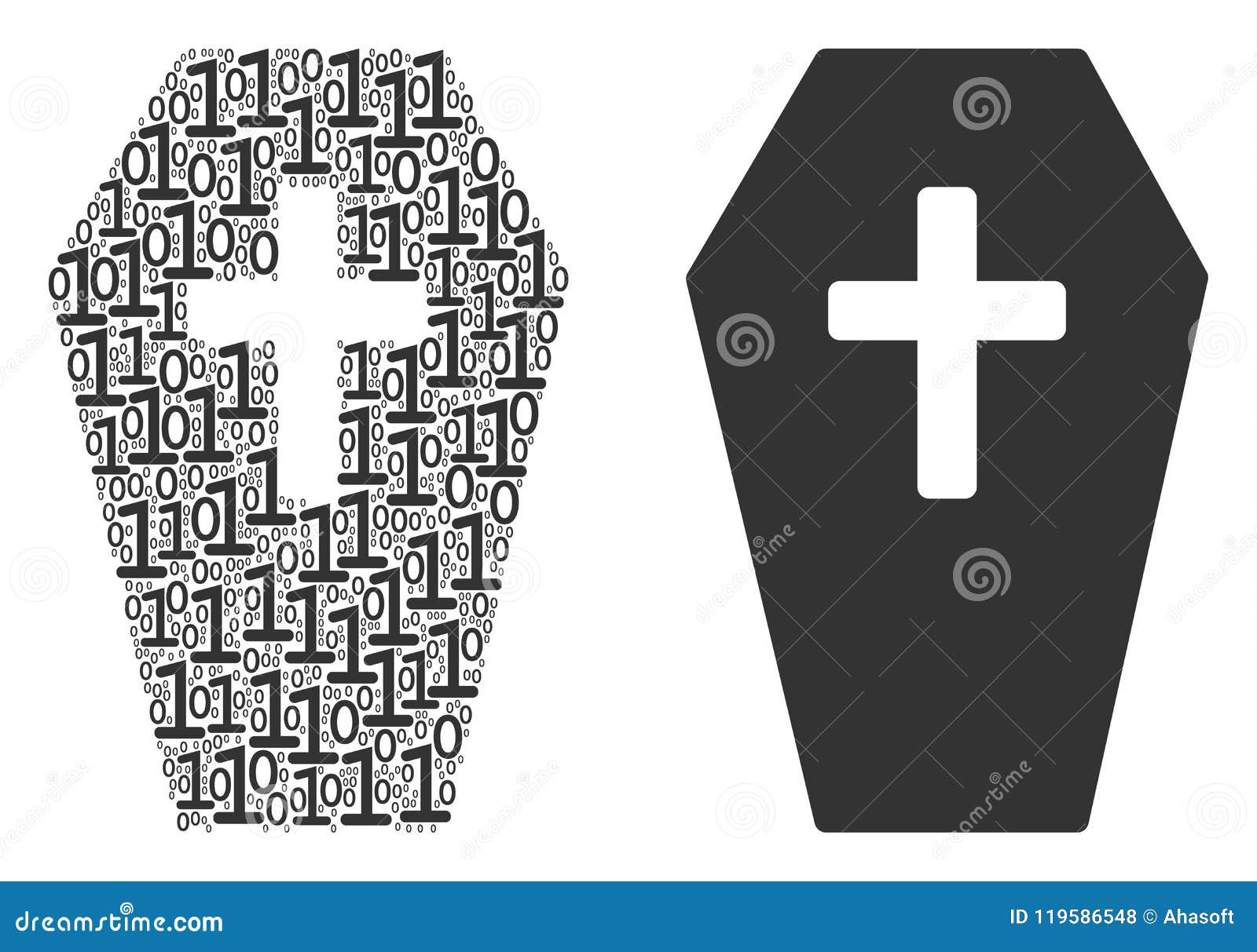 Coffin Mosaic of Binary Digits Stock Vector - Illustration of mosaic ...