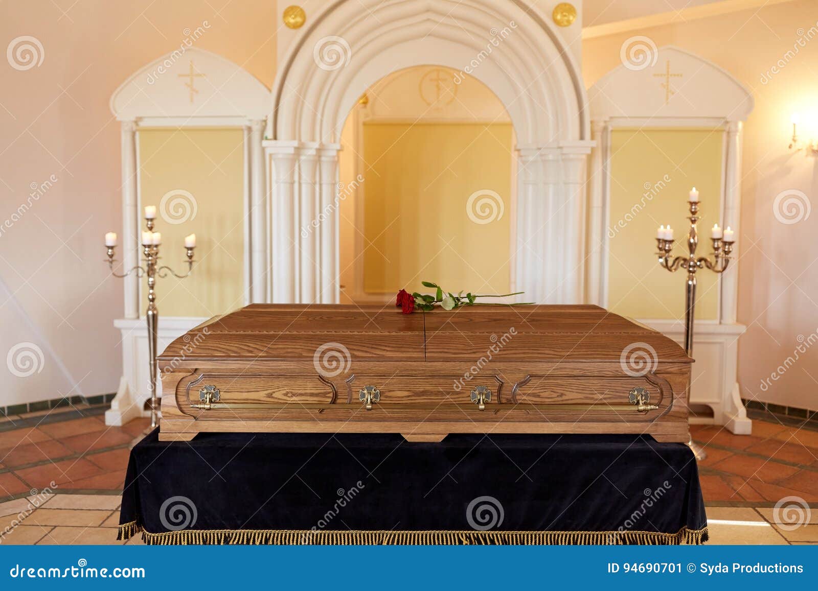Coffin at Funeral in Orthodox Church Stock Image - Image of requiem ...