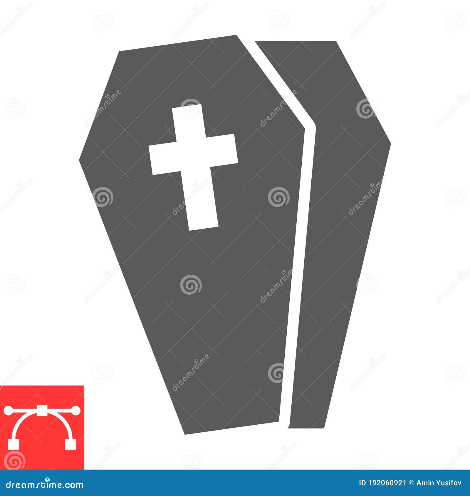 Coffin Glyph Icon, Halloween and Scary, Casket Sign Vector Graphics ...