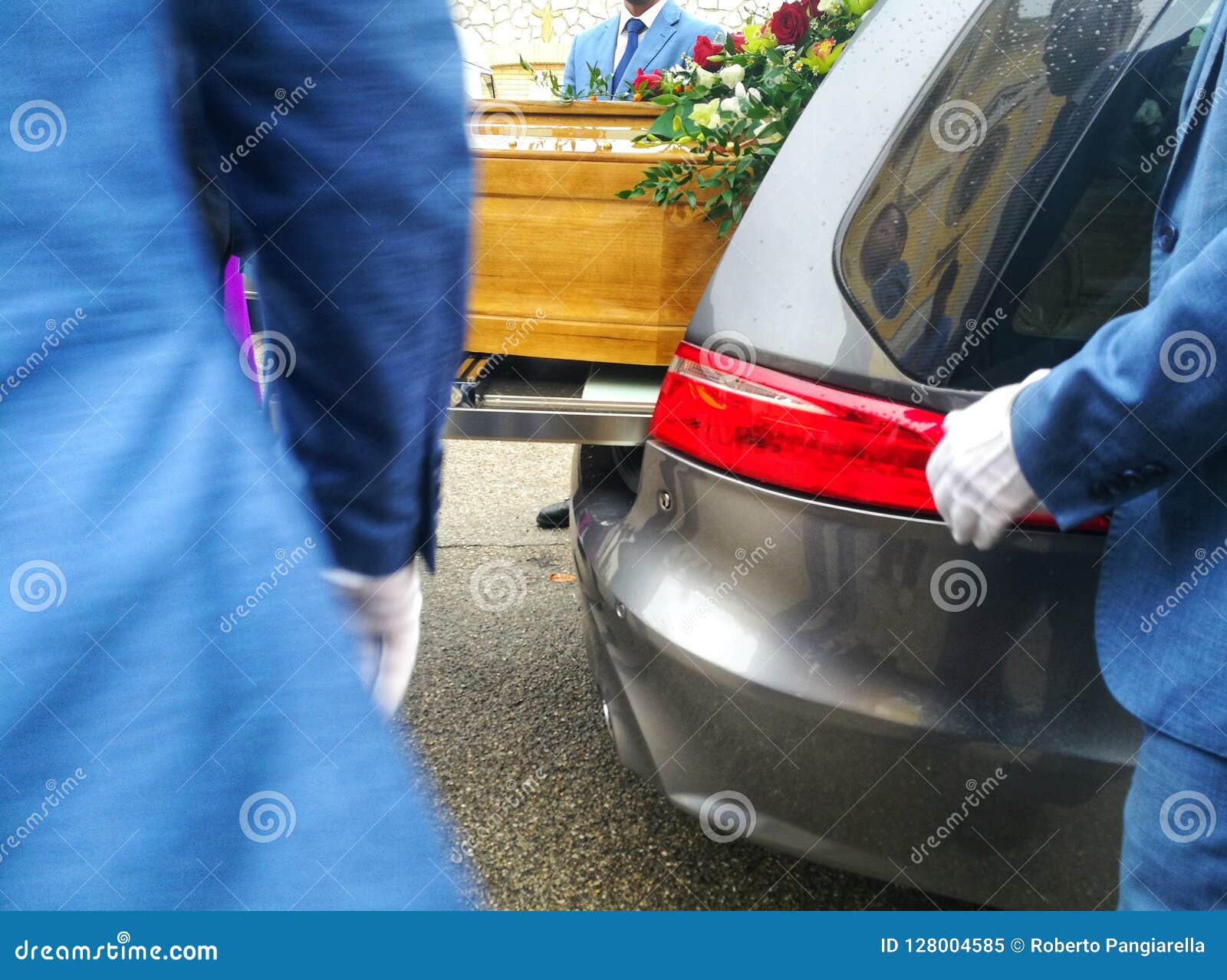 Coffin in the hearse stock image. Image of undertakers - 128004585