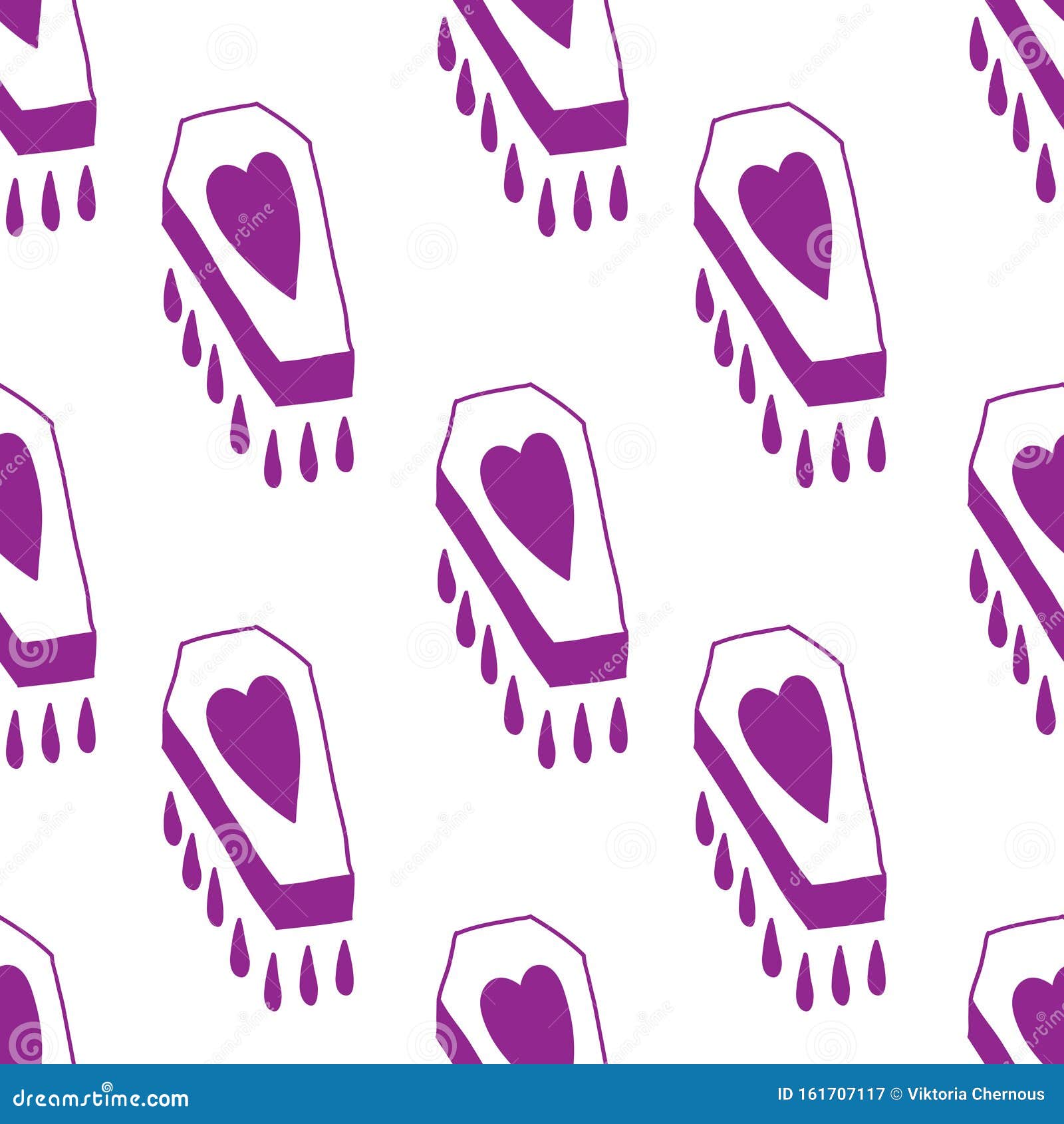 Coffin with a Heart Seamless Doodle Pattern, Vector Illustration Stock ...