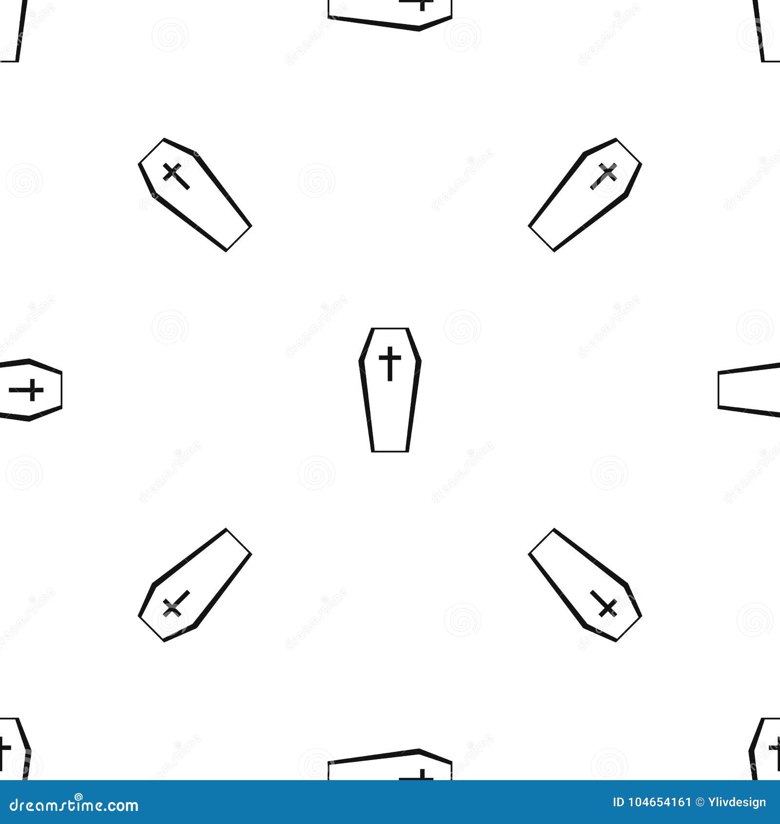 Coffin Pattern Seamless Black Stock Vector - Illustration of isolated ...