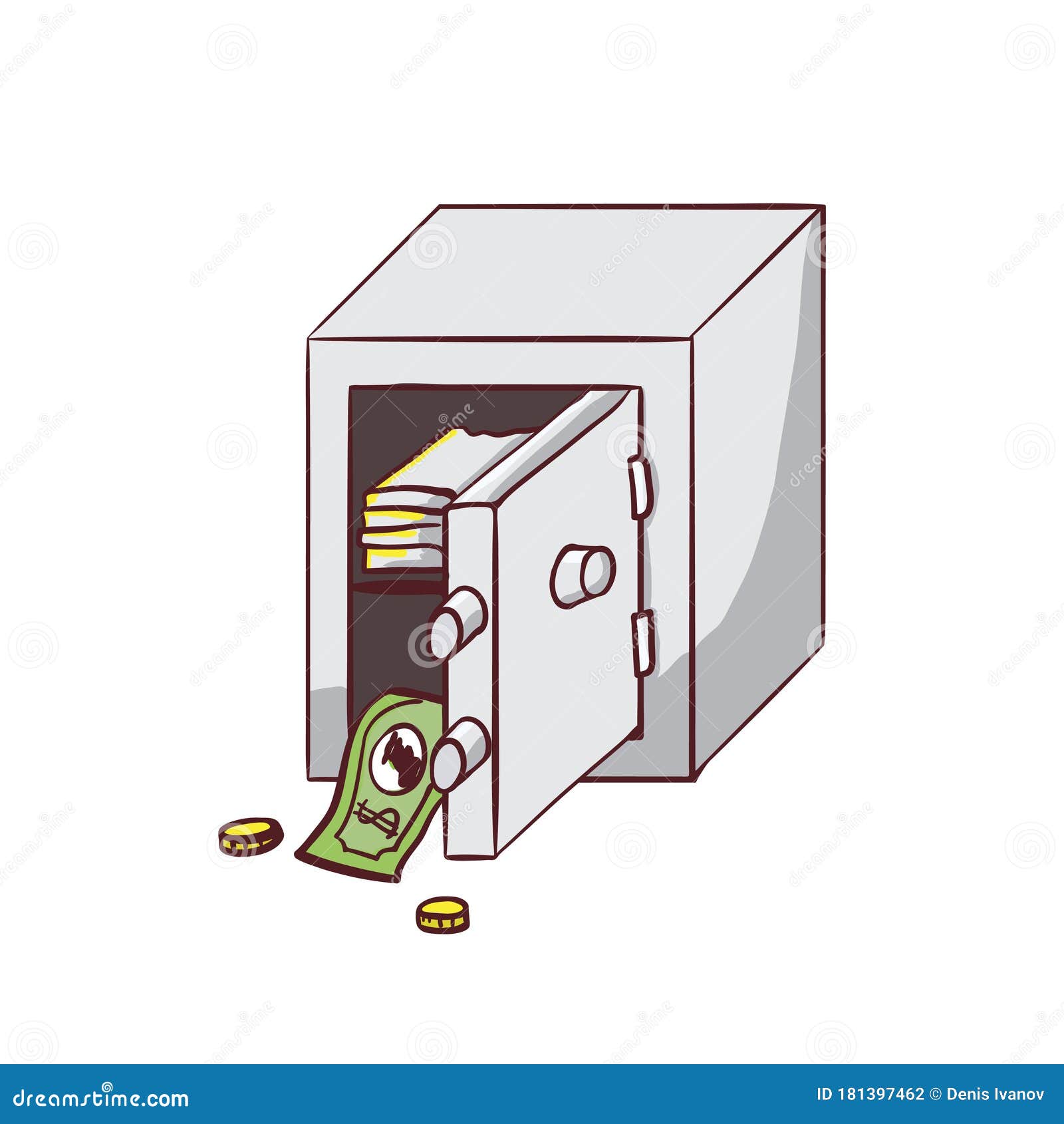 Cofre Aberto Com Moedas E Notas Ilustração do Vetor - Ilustração de ...