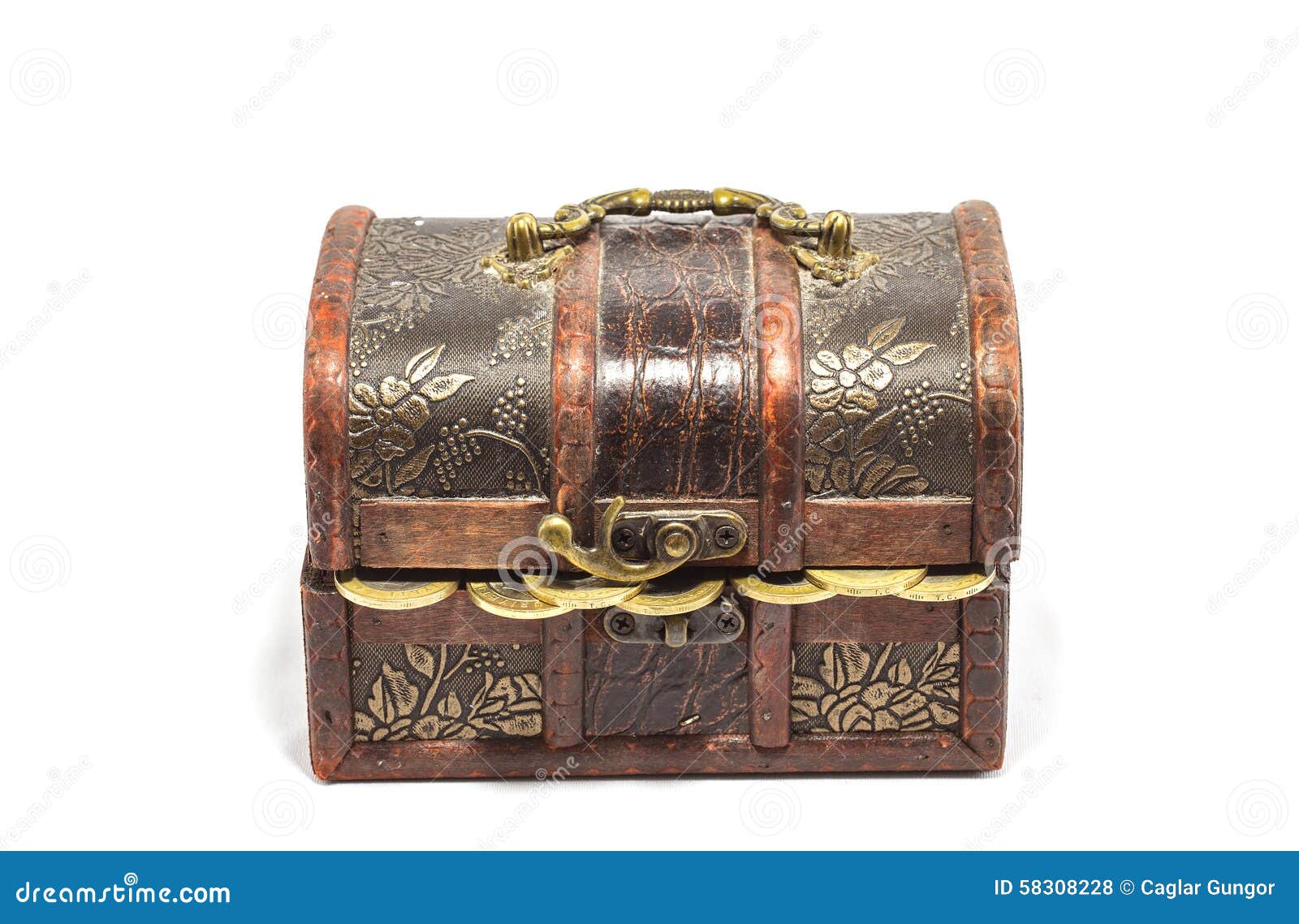 Cofre del tesoro foto de archivo. Imagen de tronco, moneda - 58308228