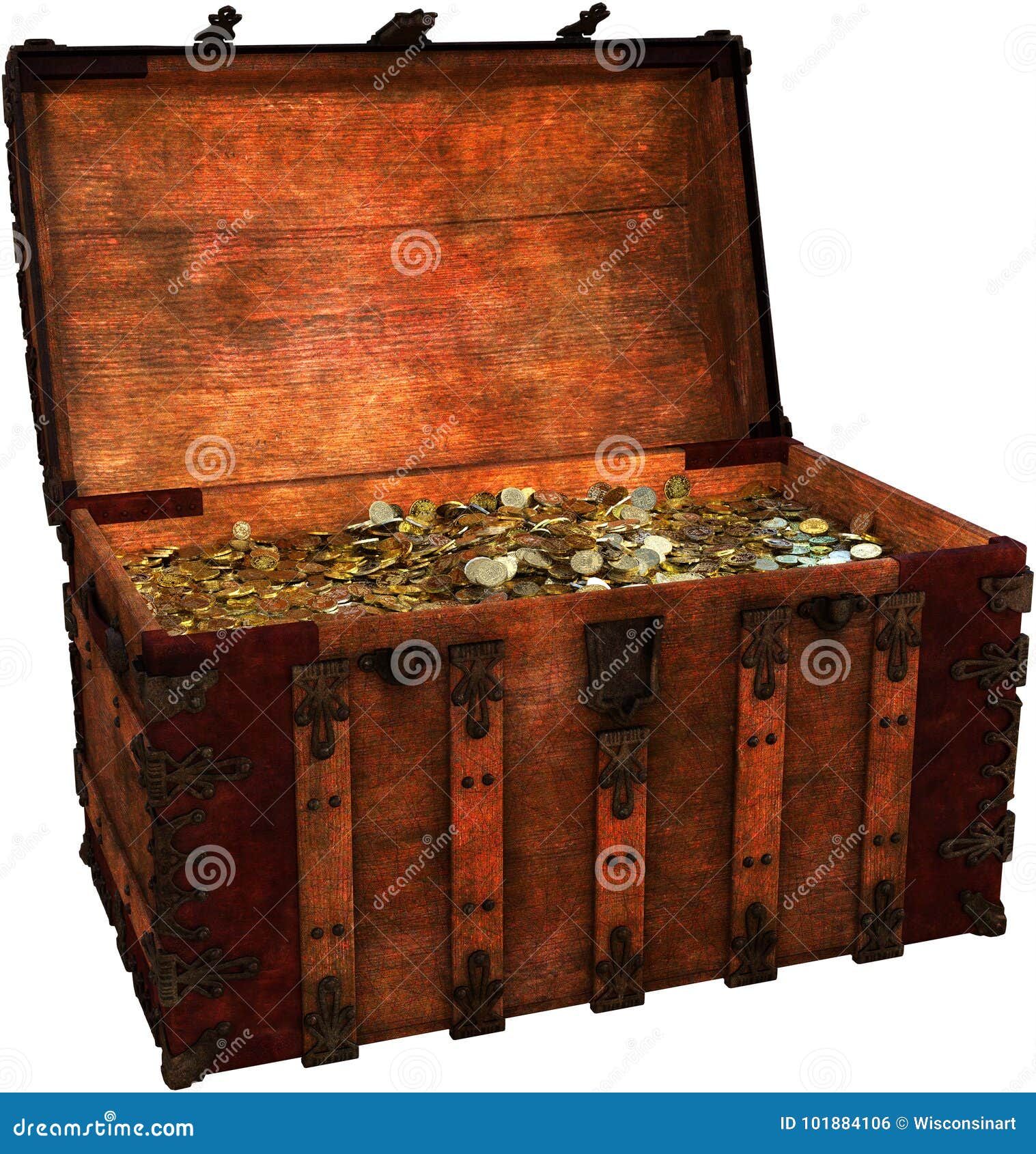 Cofre Del Tesoro Del Pirata, Monedas, Aisladas Foto de archivo - Imagen ...