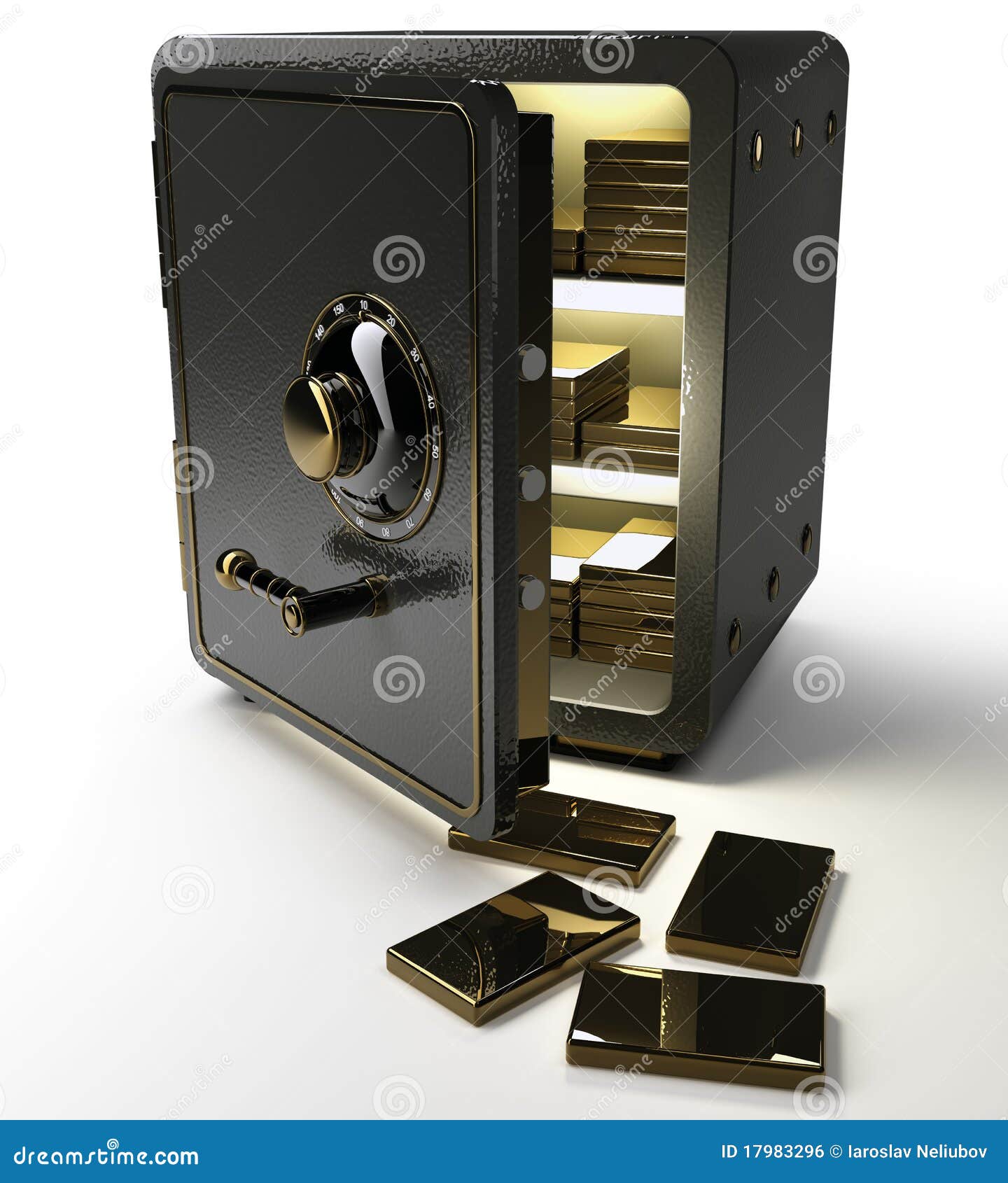 Cofre Forte Aberto Com Lingotes Do Ouro Ilustração Stock - Ilustração ...