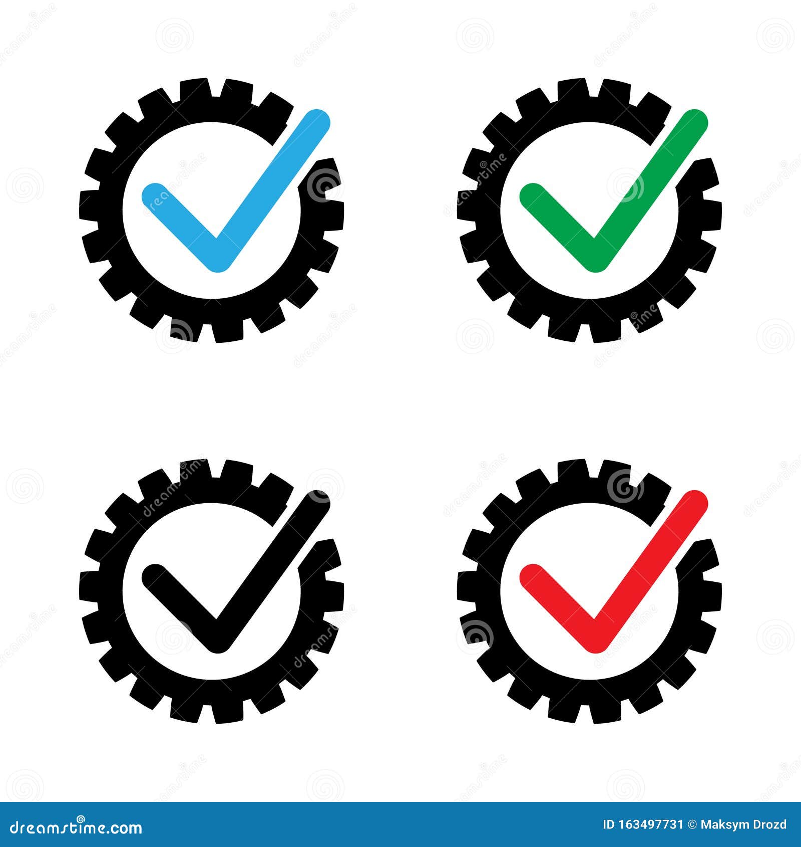 Cog Check Icon. Check Mark in Gear Stock Vector - Illustration of arrow ...