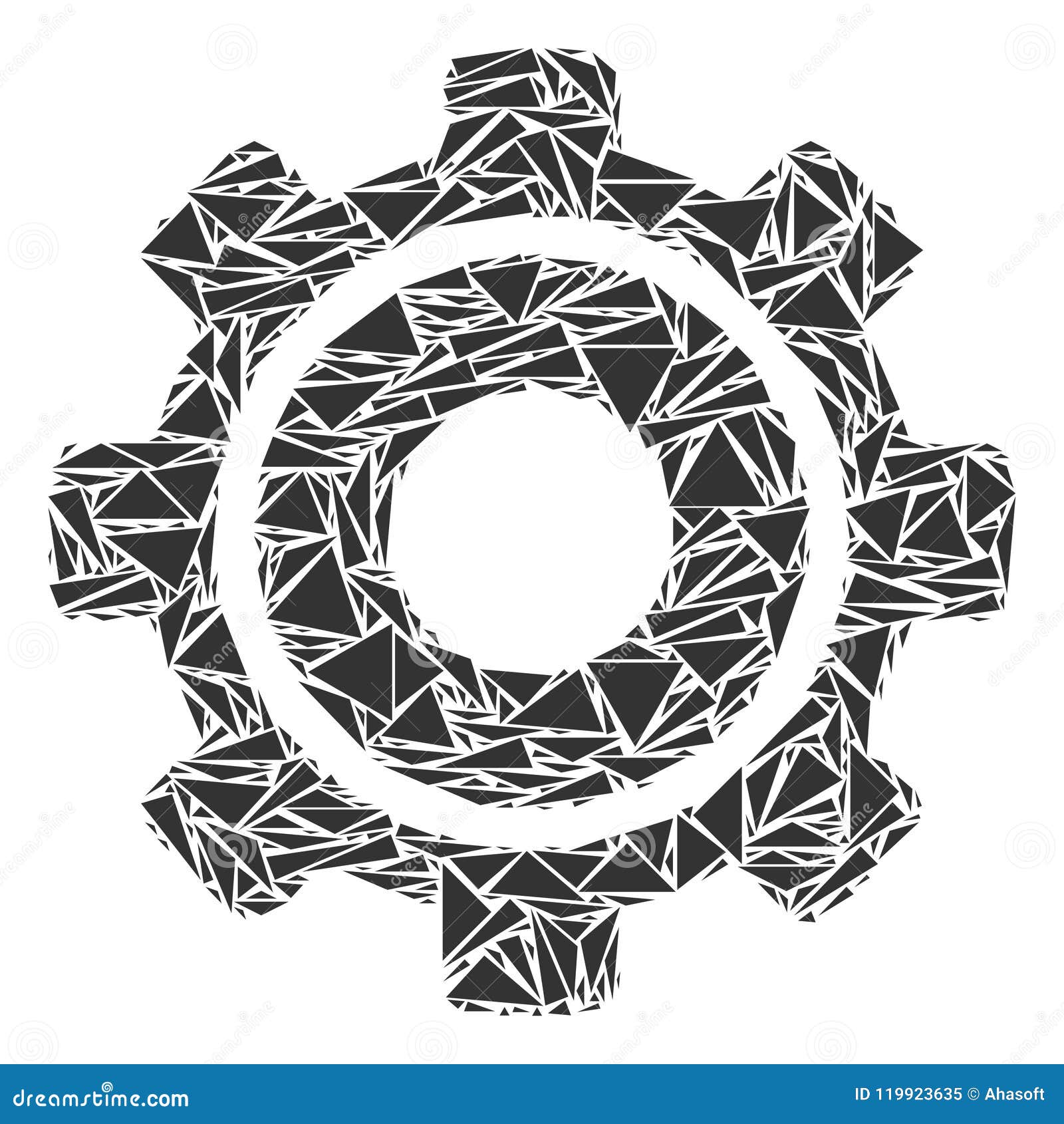 Cog Collage of Triangles stock vector. Illustration of design - 119923635