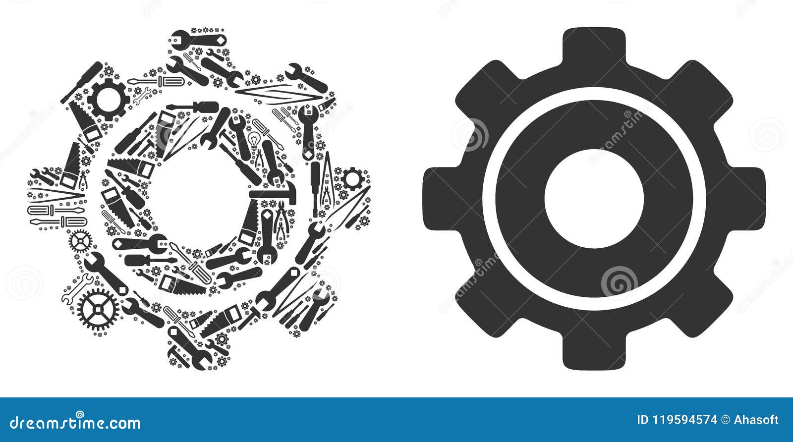 Cog Collage of Service Tools Stock Vector - Illustration of equipment ...