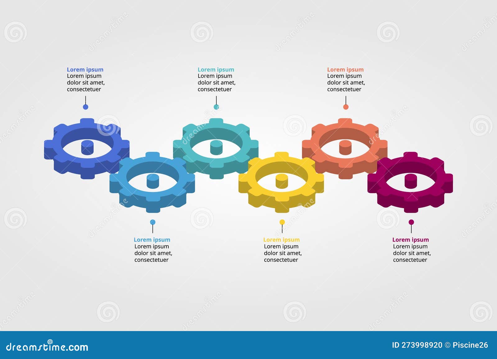 Cog Element for System Template for Infographic for Presentation for 6 ...